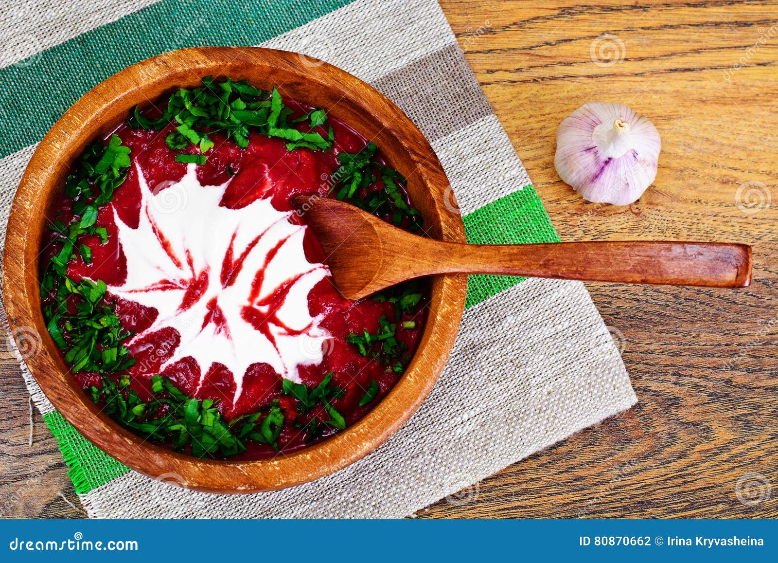 Beetroot Puree Soup with Sour Cream Stock Photo - Image of cold ...