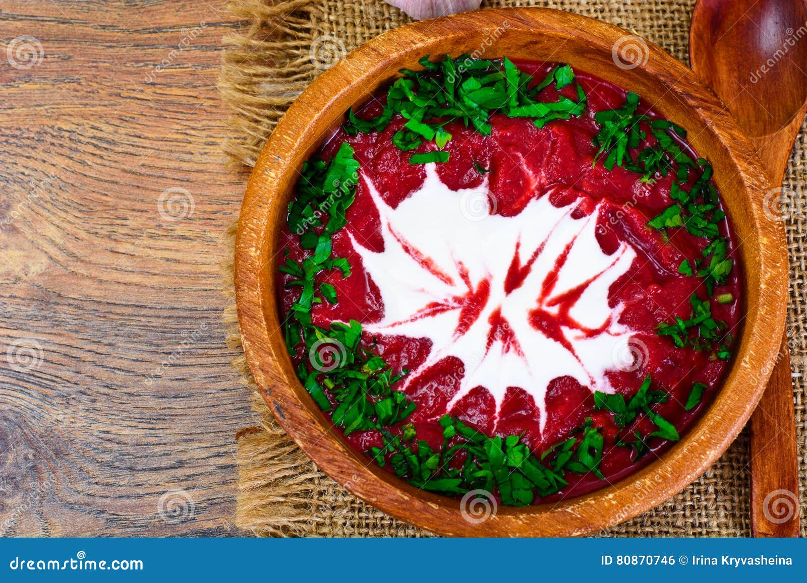 Beetroot Puree Soup with Sour Cream Stock Photo - Image of purple, diet ...
