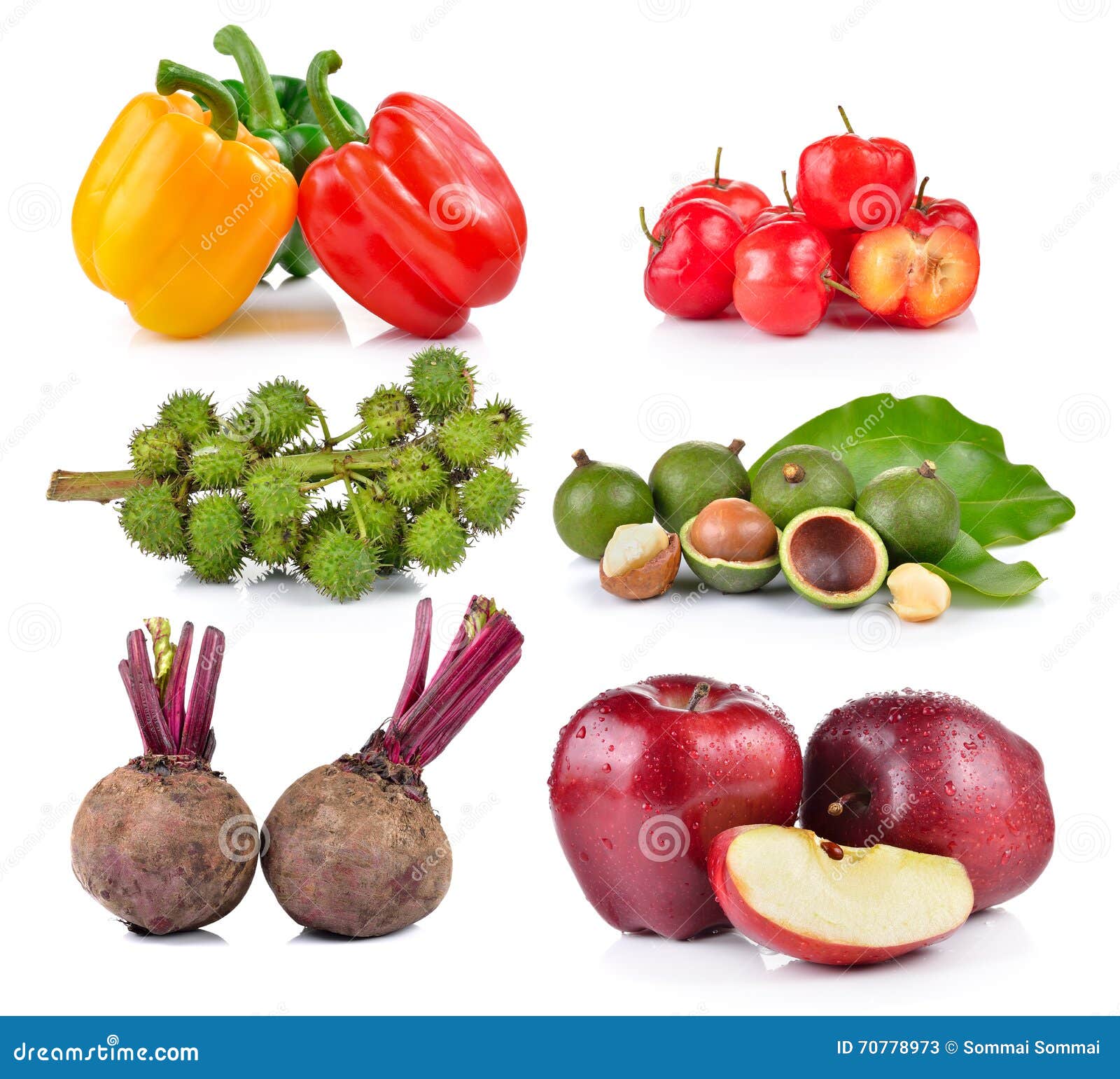 Beetroot, Red Apple, Macadamia, Thai Cherry, Pepper Stock Image - Image ...