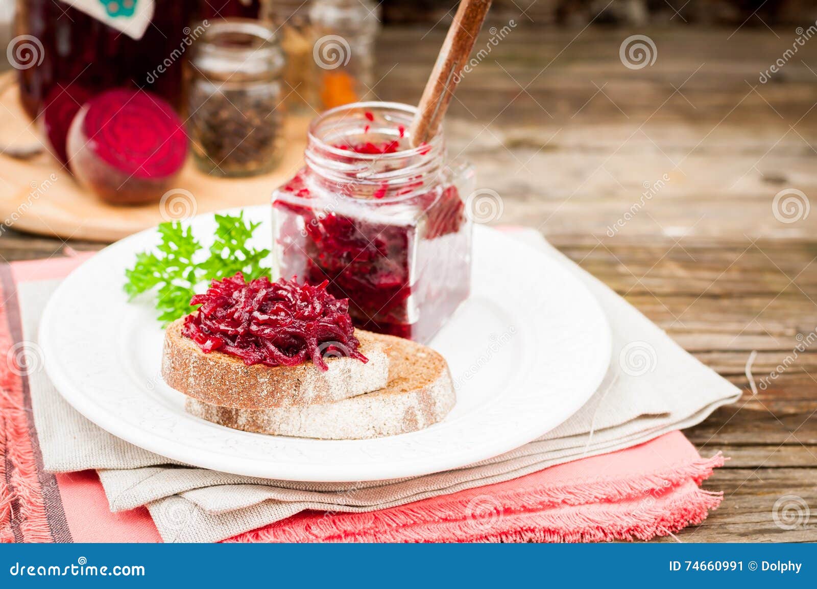 Beetroot Relish Preserves on Rye Toast Stock Image - Image of harvest ...