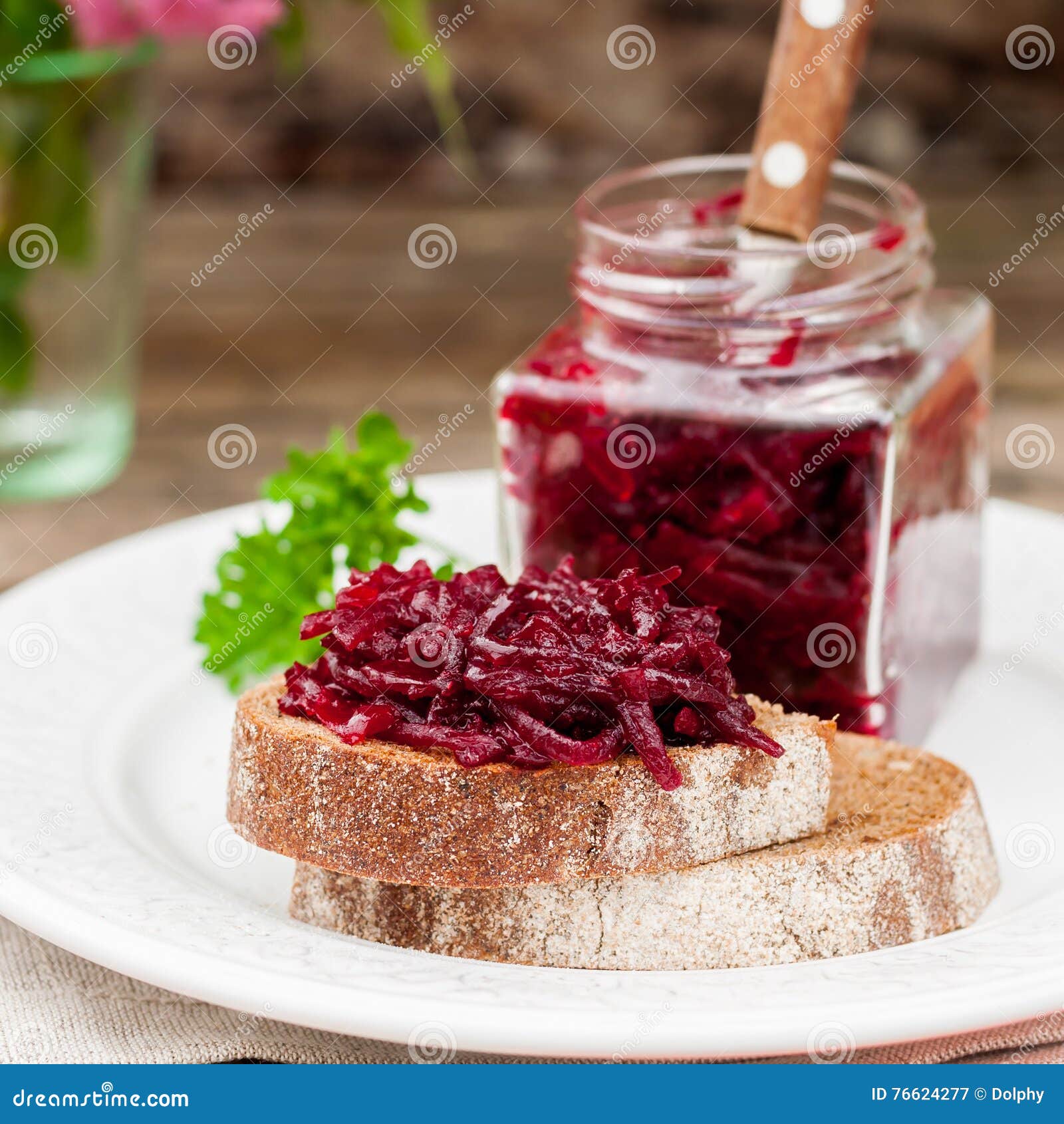 Beetroot Relish Preserves on Rye Toast Stock Image - Image of juicy ...