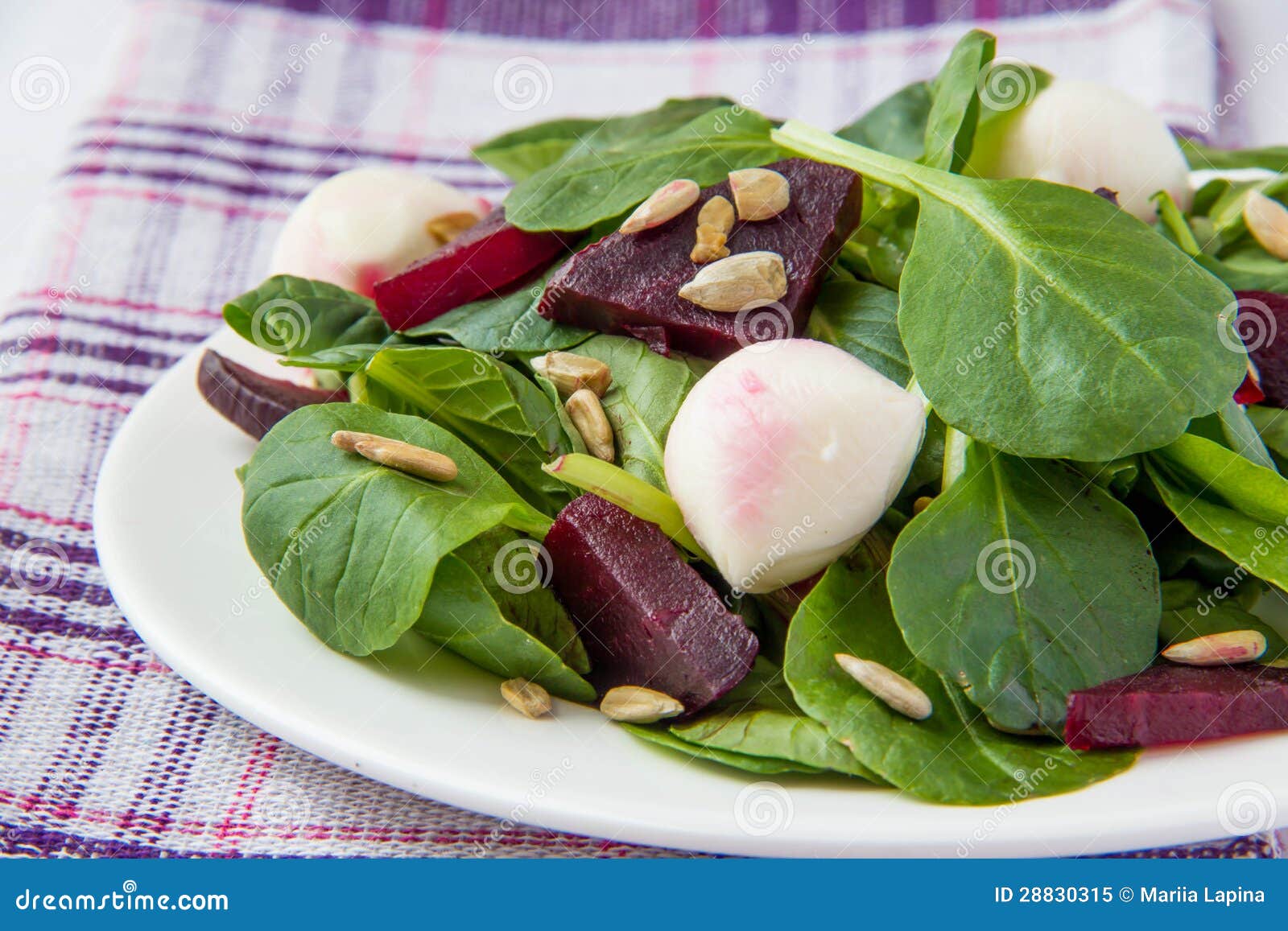 Beetroot Salad with Mozzarella Stock Image - Image of cookery, plate ...