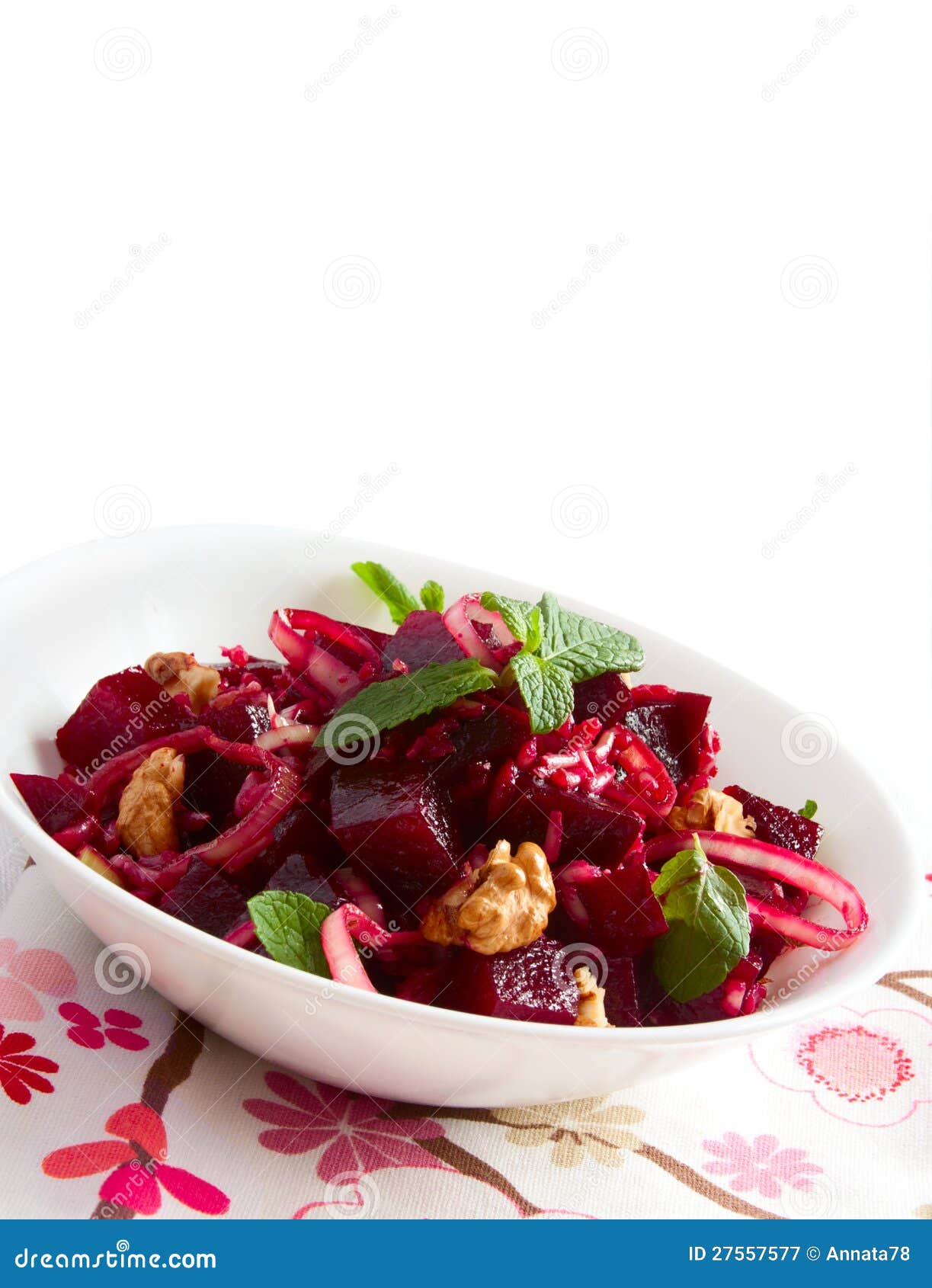 Beetroot Salad with Walnut ,onion and Mint Stock Image - Image of ...