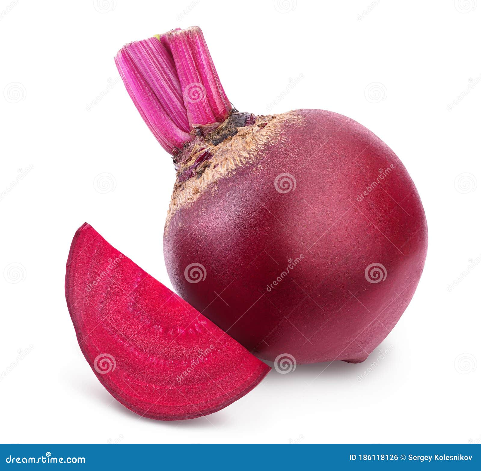 Beetroot with Slice Isolated on White Background with Clipping Path and ...