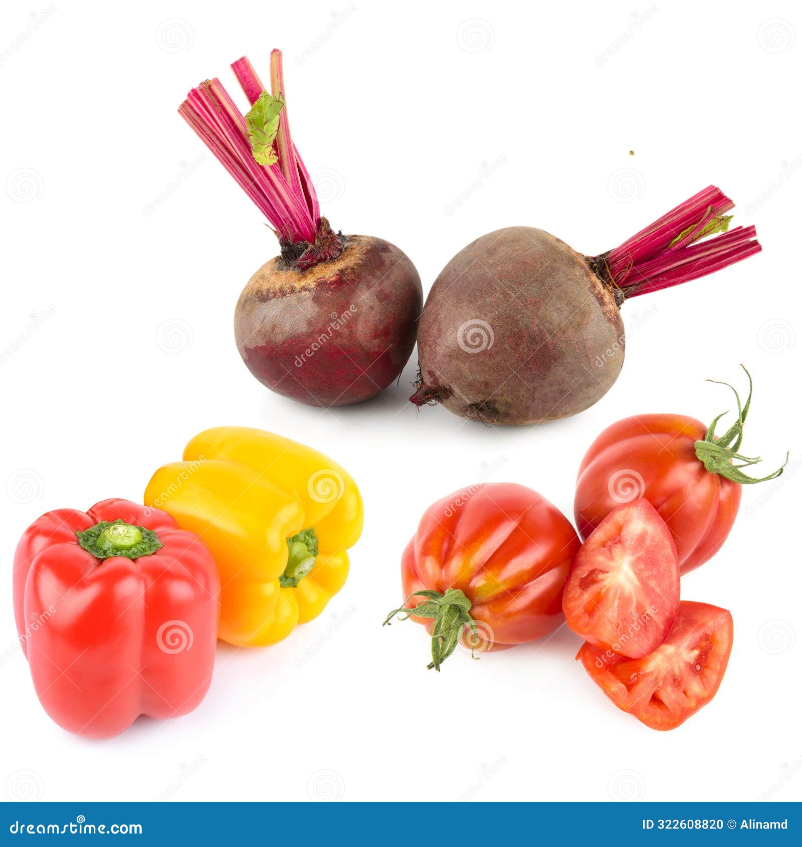 Beetroot, Tomatoes and Sweet Pepper Isolated on White . Collage Stock ...