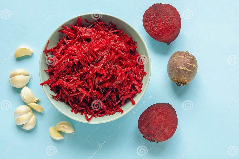 Beetroots and Grated Red Beetroot in Bowl Stock Image - Image of table ...