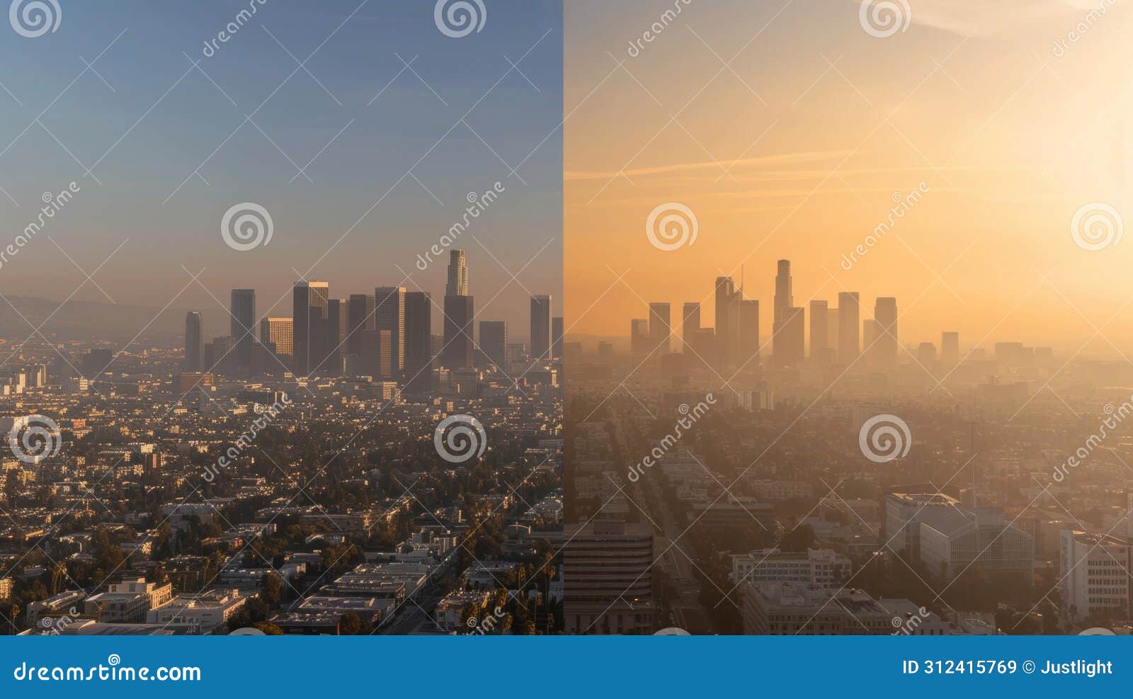 A Beforeandafter Comparison of a City Skyline with the First Image ...