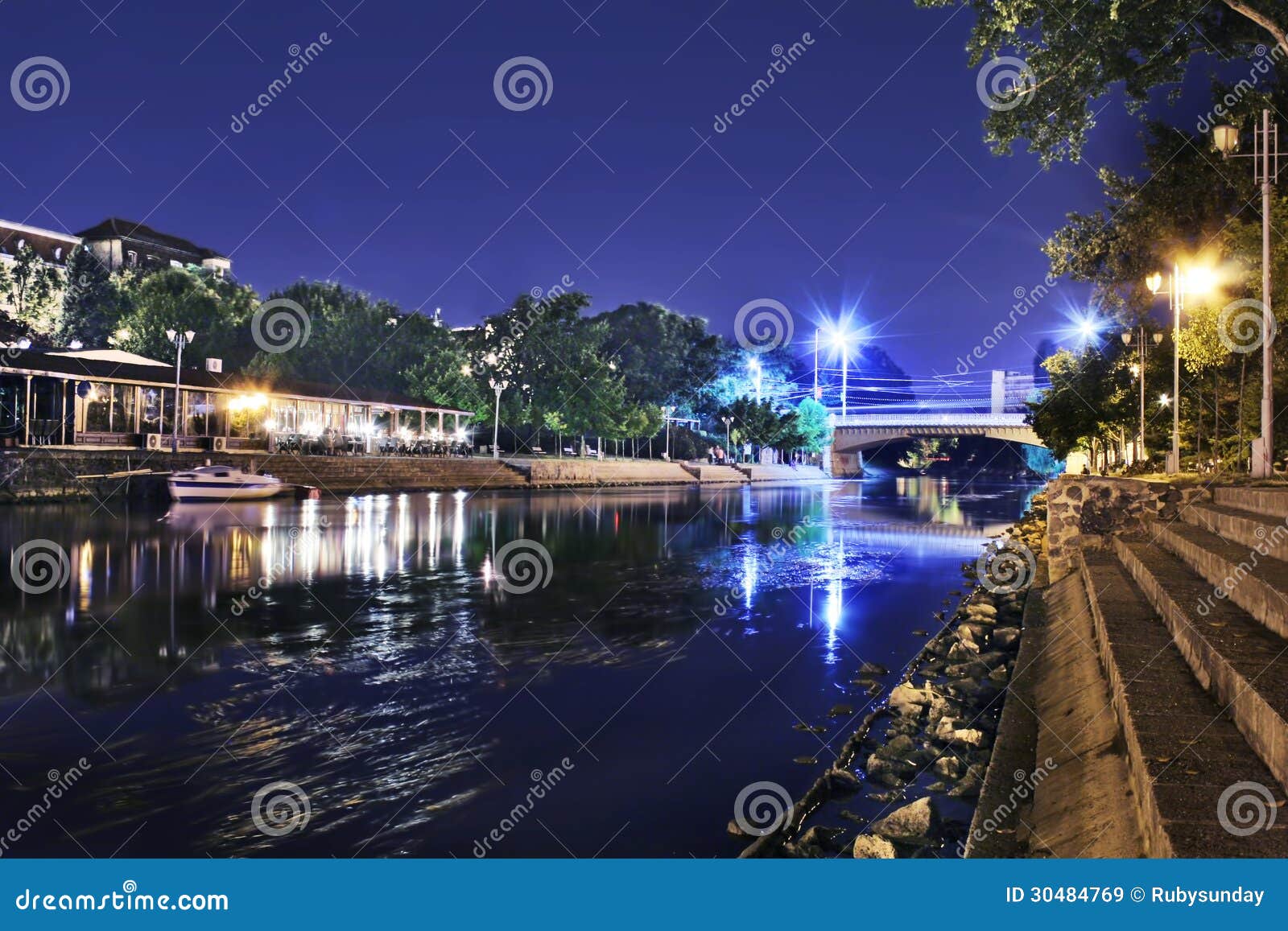 Bega river stock image. Image of night, timisoara, romania - 30484769