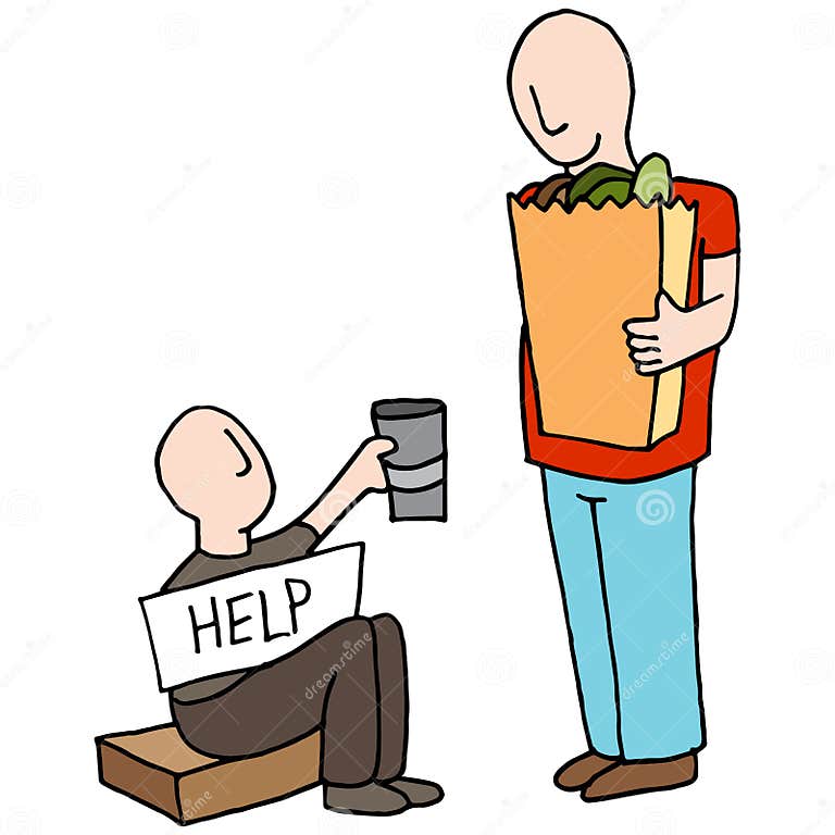 Beggar Asking for Money from Customer Stock Vector - Illustration of ...