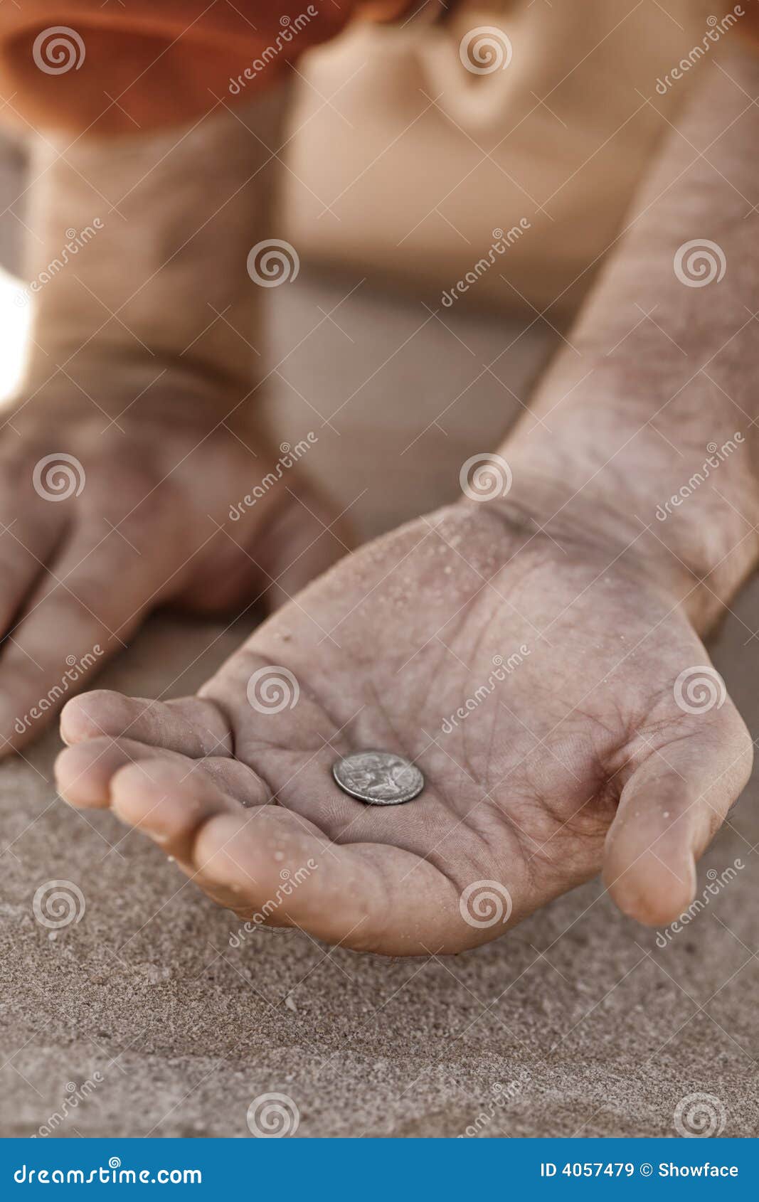 Beggar hand with coin stock image. Image of homeless, denarius - 4057479