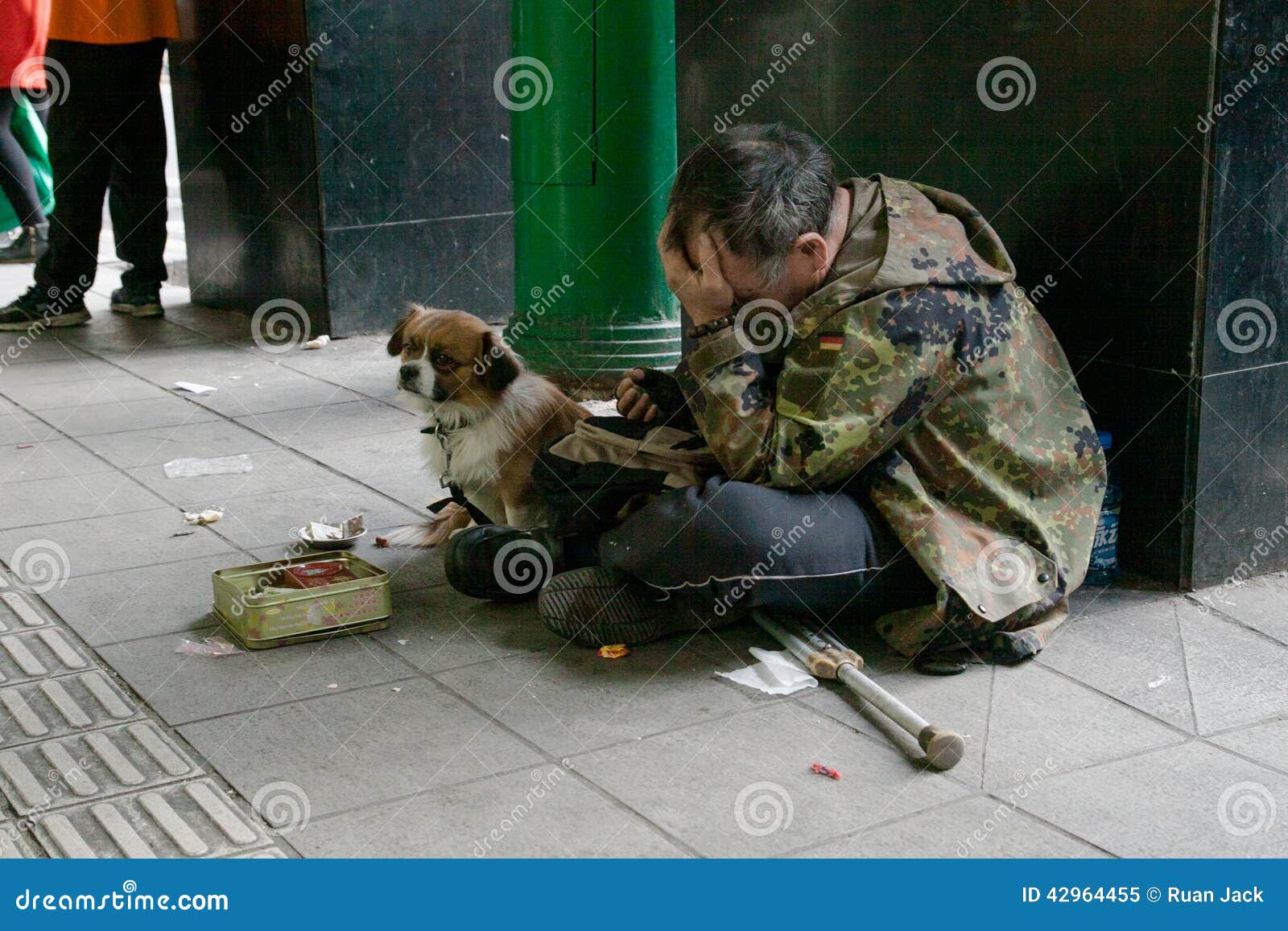 Beggar with his dog editorial image. Image of beggar - 42964455