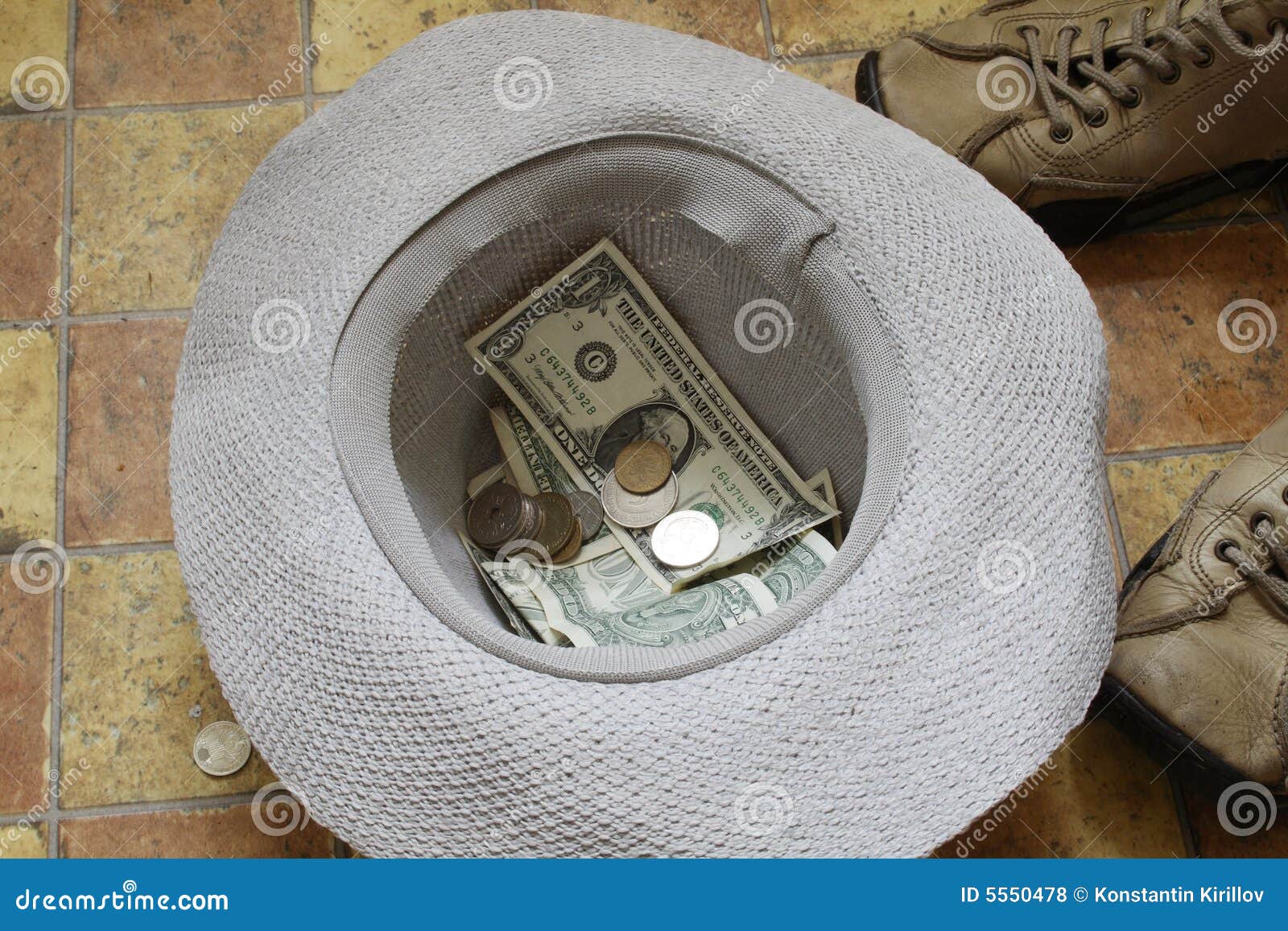 Beggar s hat stock photo. Image of footway, dole, pavement - 5550478