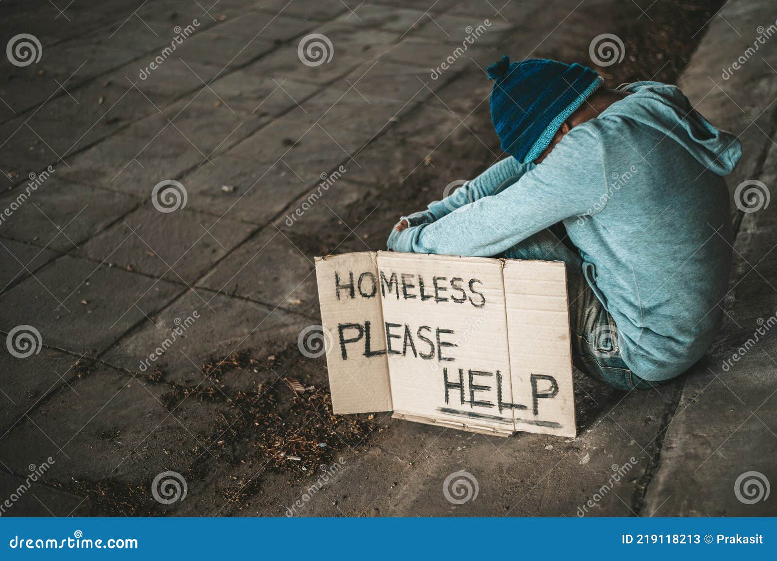 The Beggars Sit Under the Bridge with a Homeless Message. Please Help ...