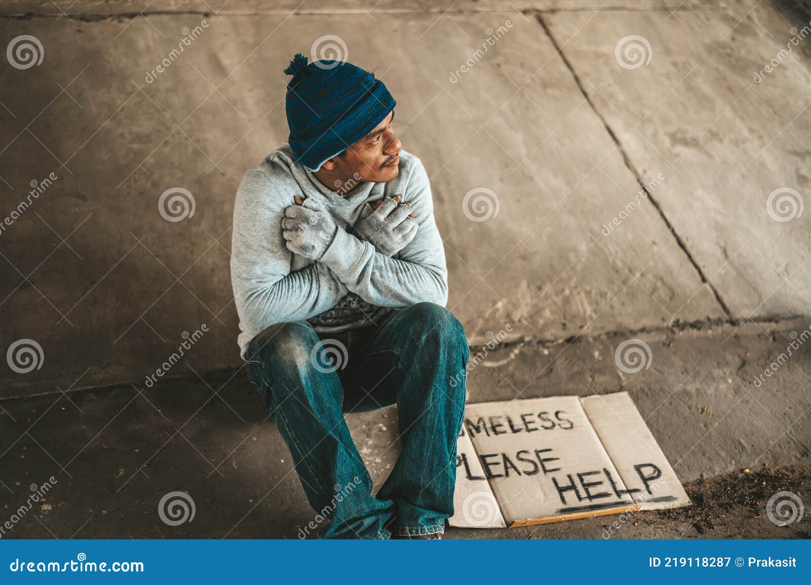The Beggars Sit Under the Bridge with a Homeless Message. Please Help ...