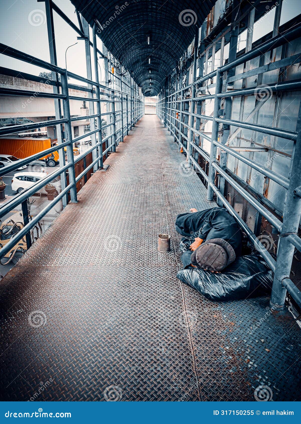 A Begger Lay Down on the Pedestrian Bridge Editorial Image - Image of ...