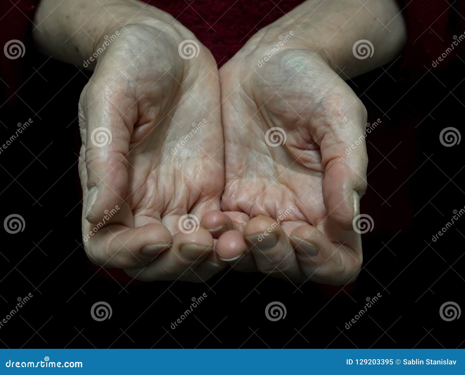 Begging Alms by the Hand of the Pensioner. Stock Image - Image of ...