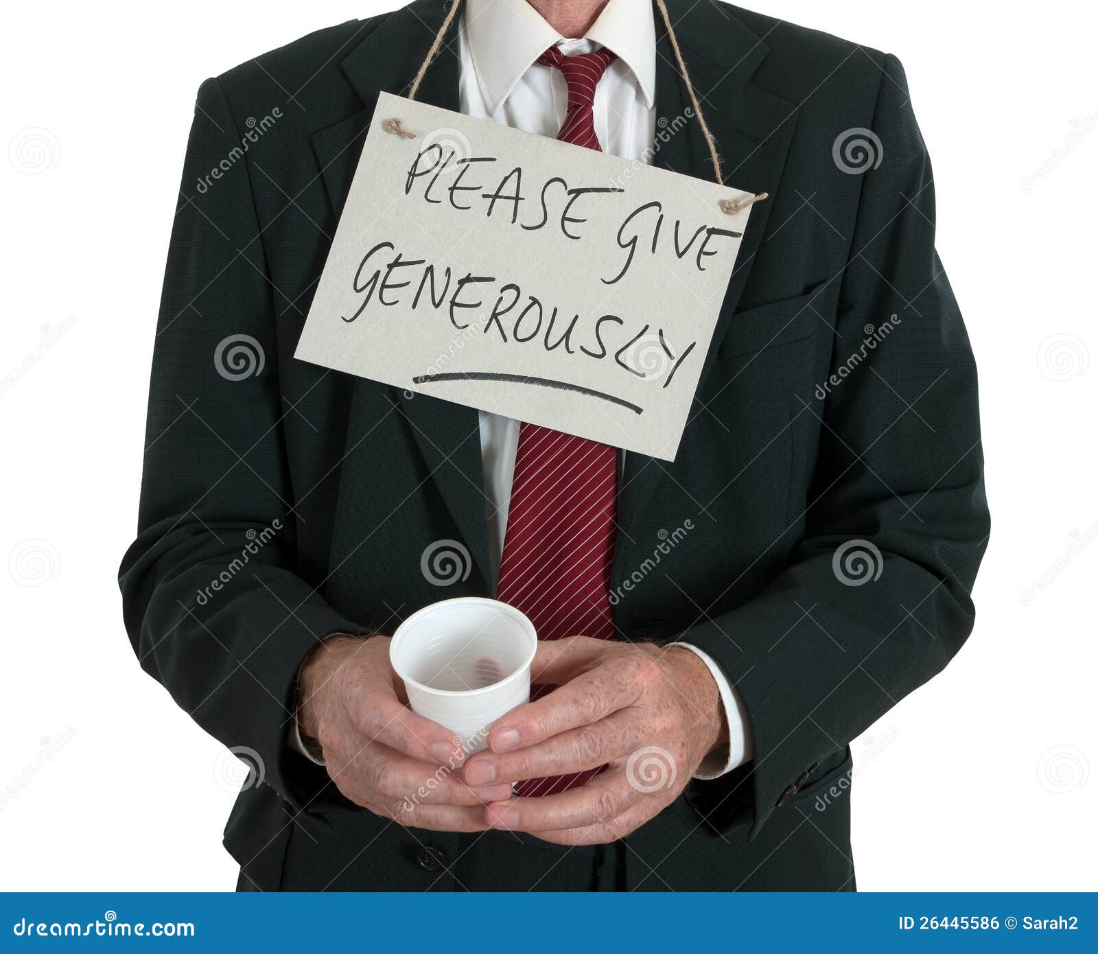 Begging Business Man, Unemployed Over White Stock Photo - Image of ...