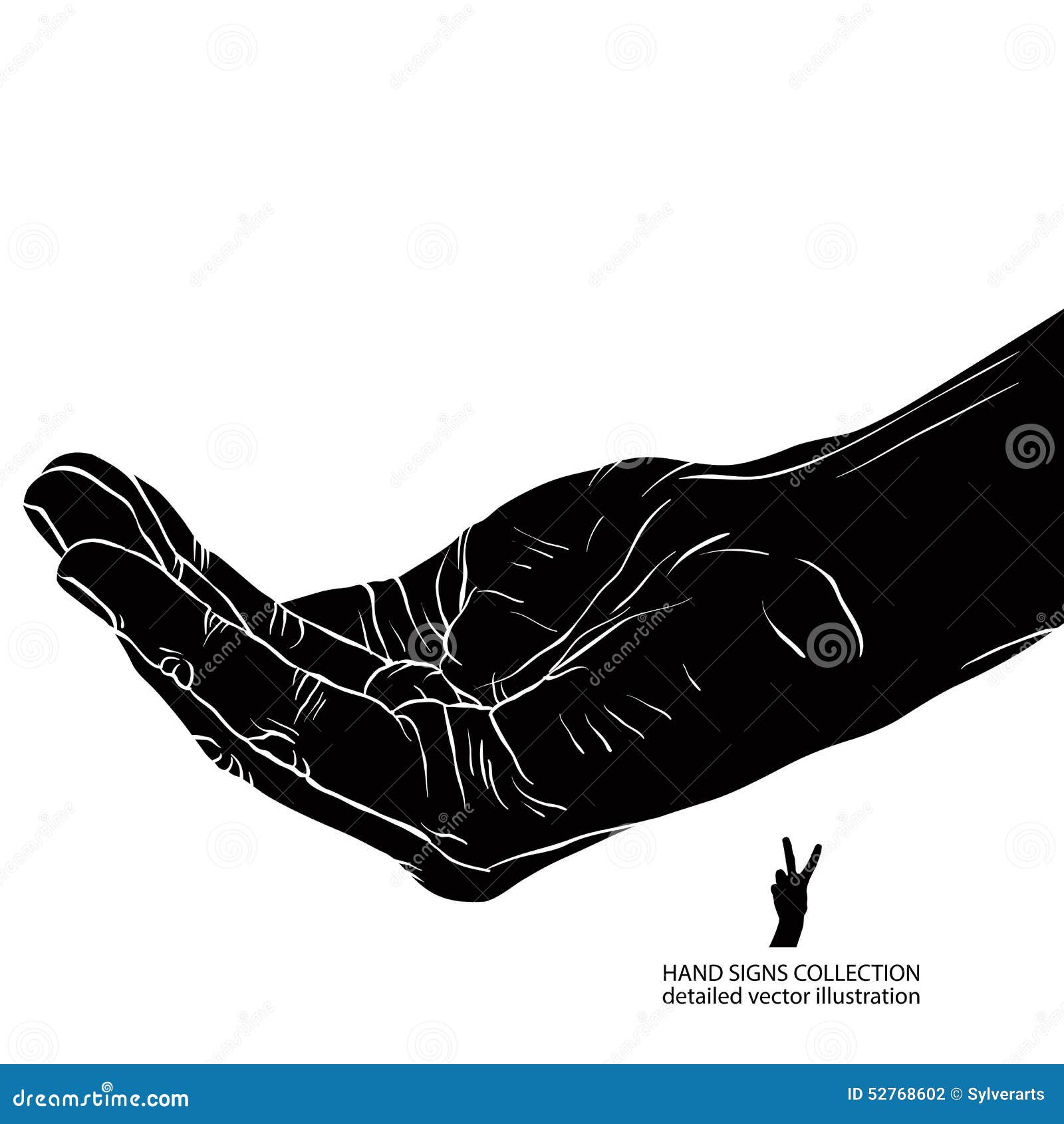Begging Hand, Detailed Black and White Vector Illustration Stock Vector ...
