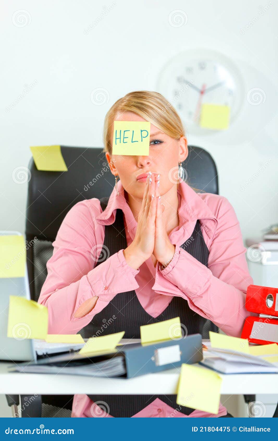Begging for Help Female Sitting at Workplace Stock Image - Image of ...