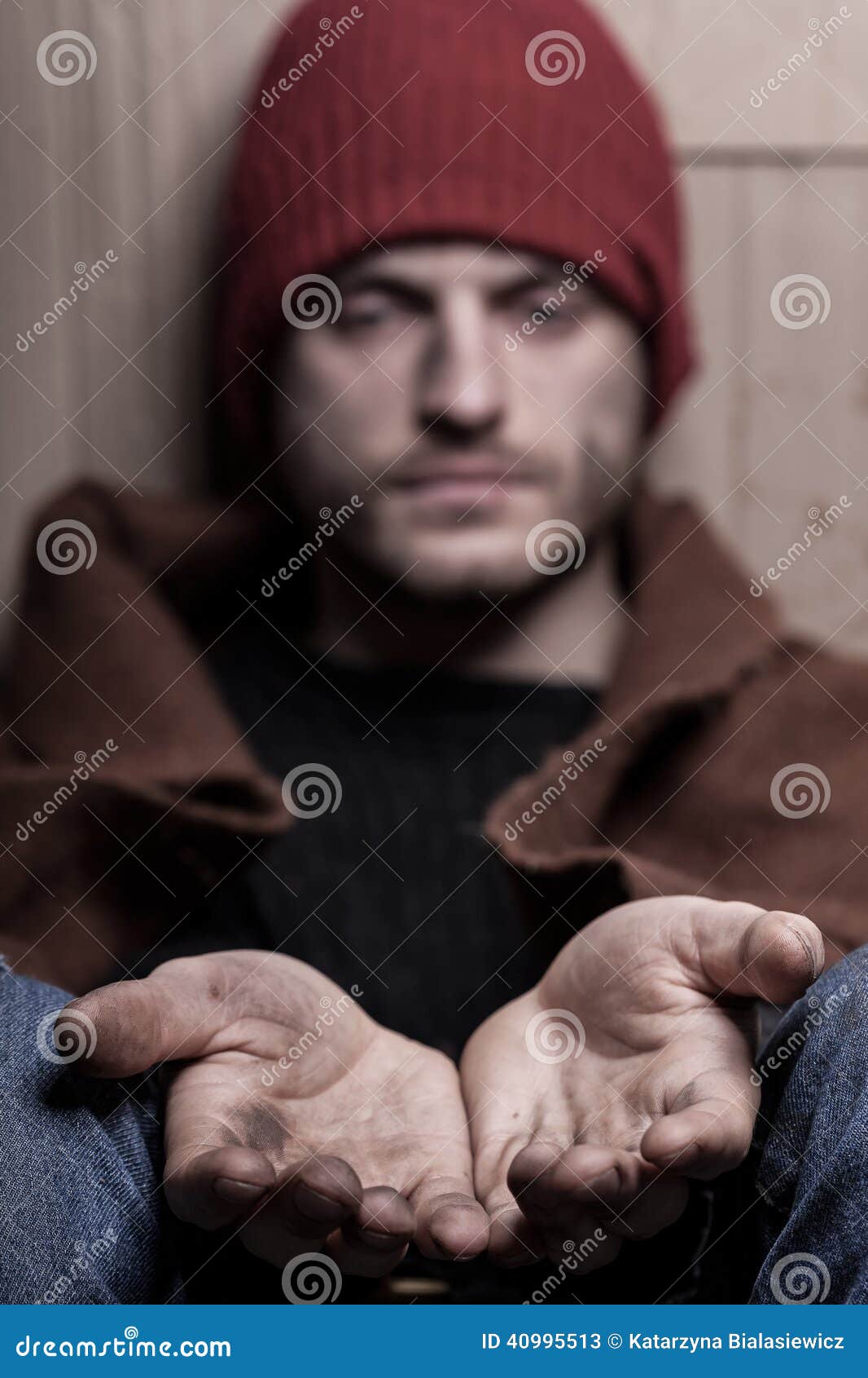 Begging homeless man stock image. Image of hunger, city - 40995513