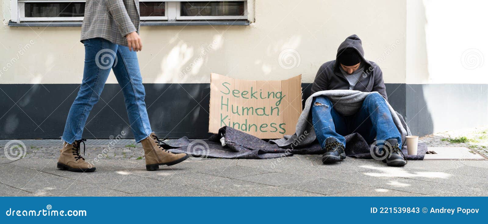 Begging Poor Man stock image. Image of homeless, social - 221539843