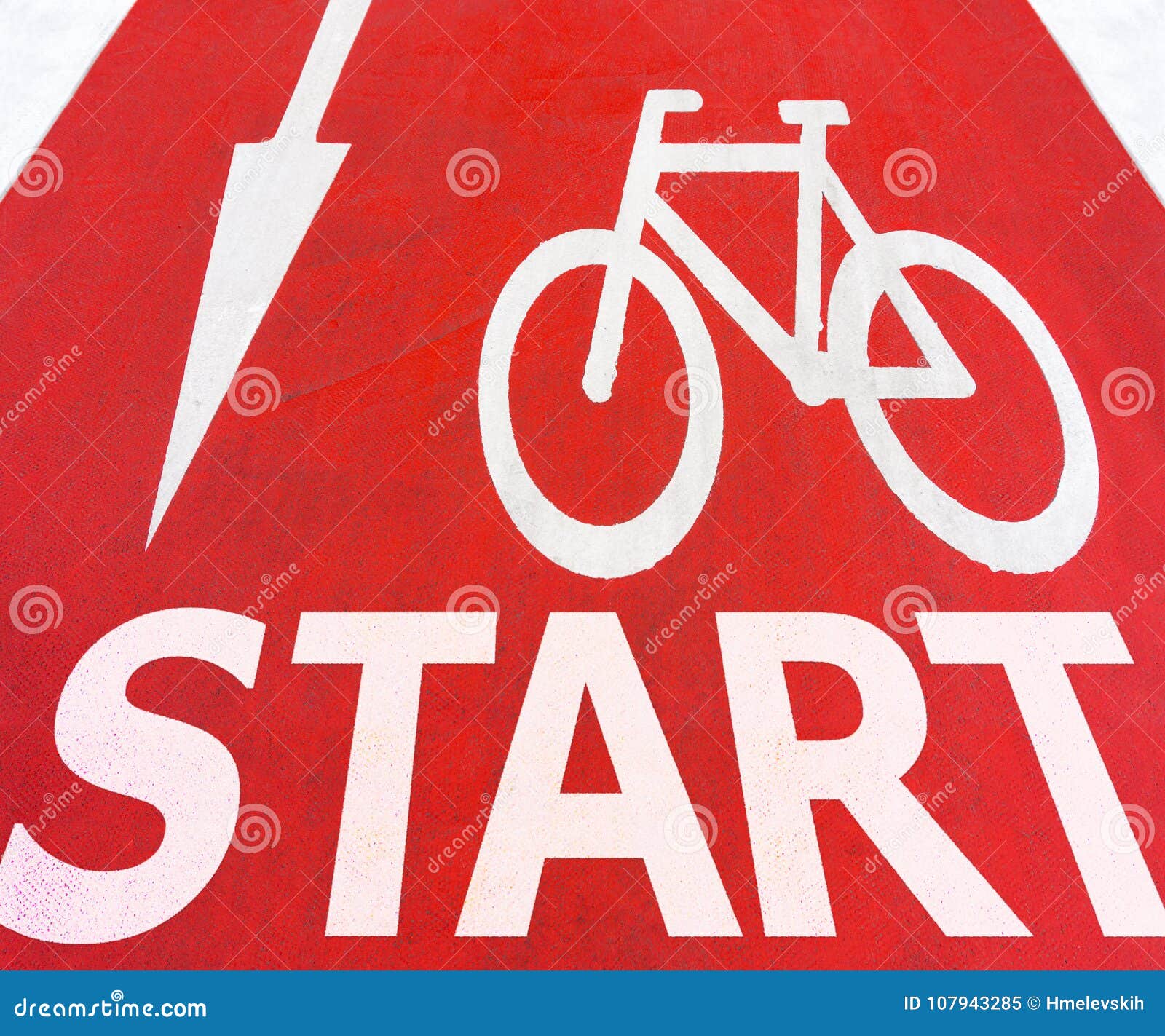 Begin Witte Grafische Tekens Van Pijl Met Fiets Stock Afbeelding ...