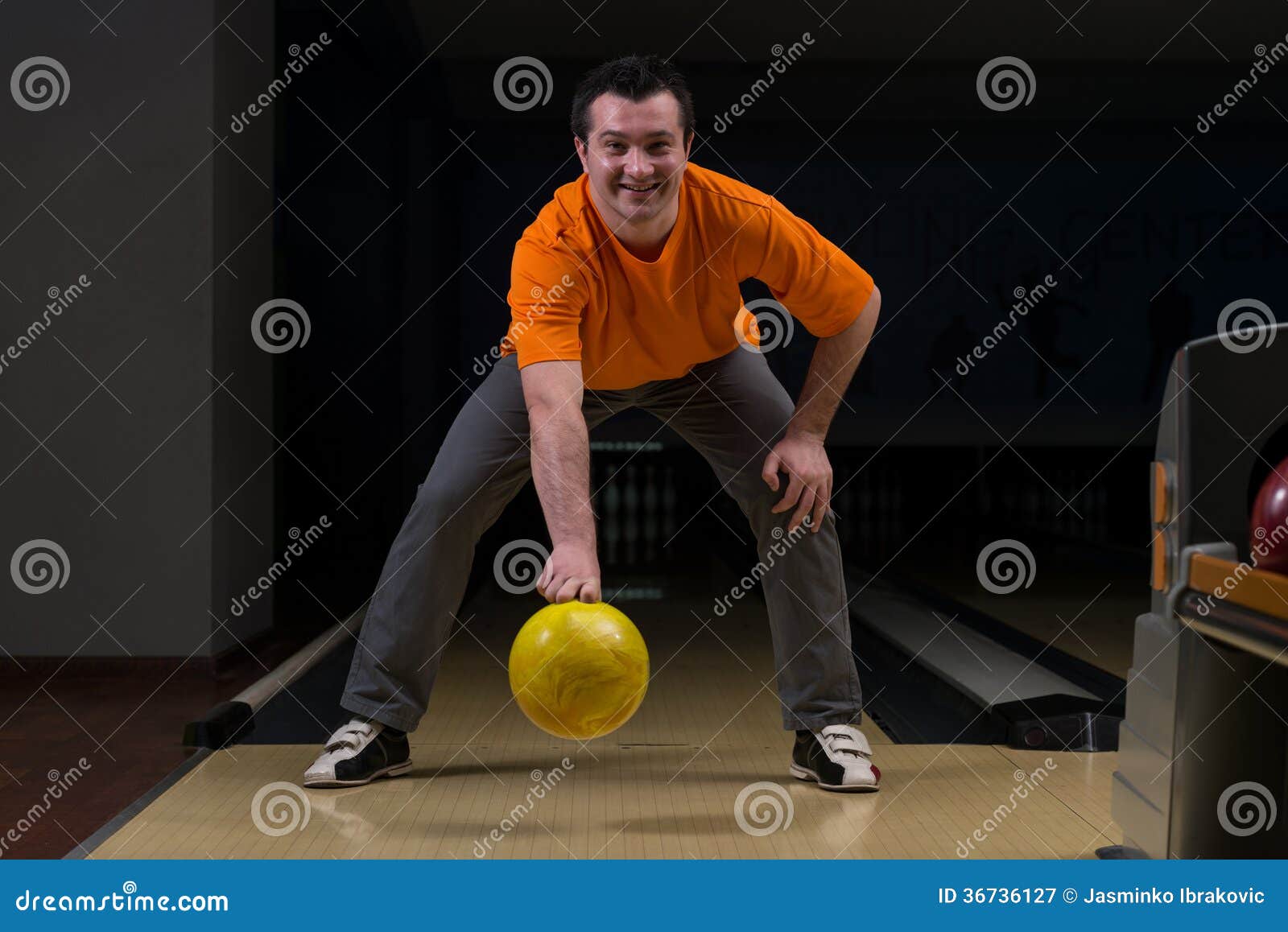 Beginner Aiming To Bowling Pins Stock Image - Image of color ...