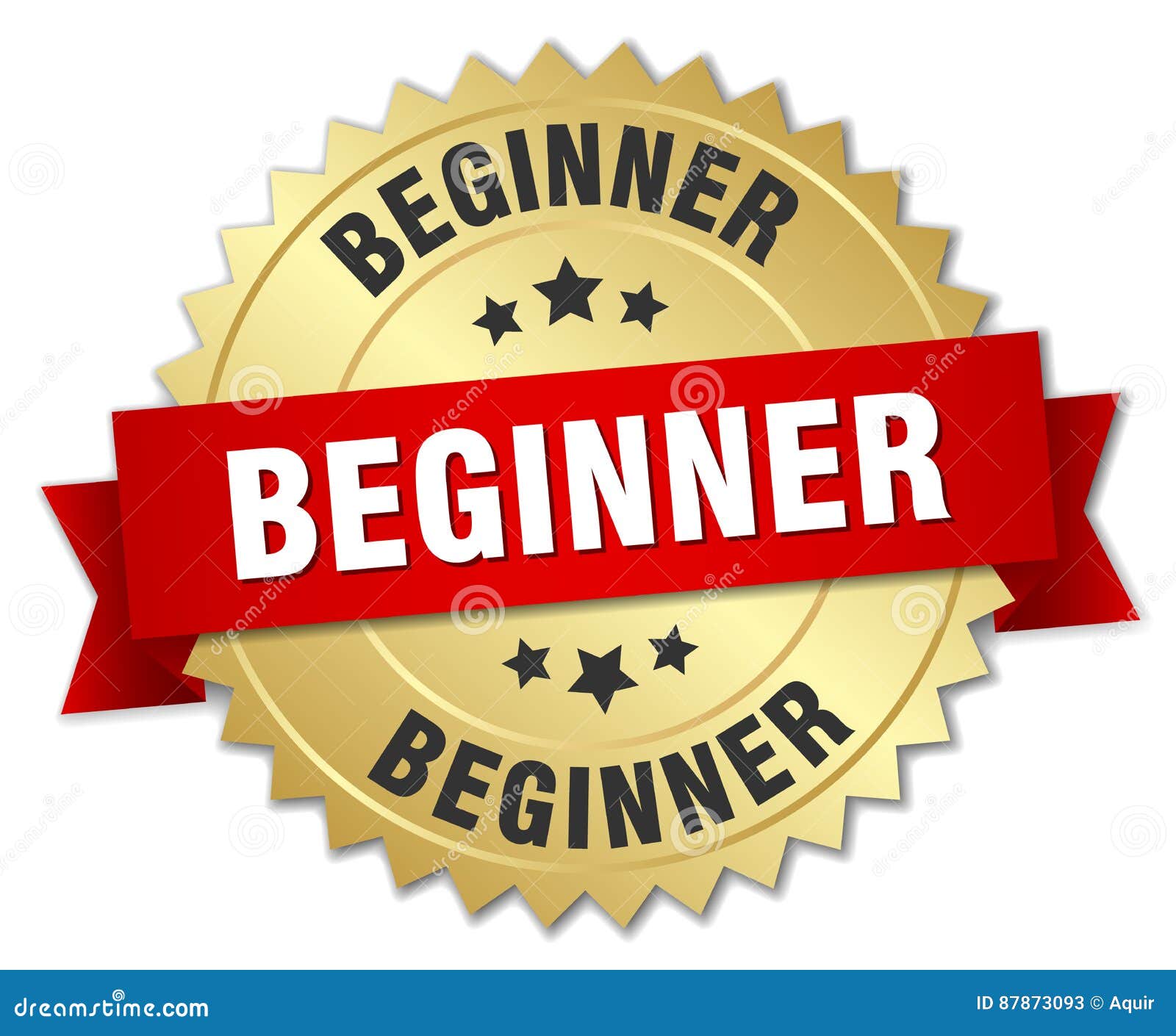 Beginner 3d gold badge stock vector. Illustration of isolated - 87873093