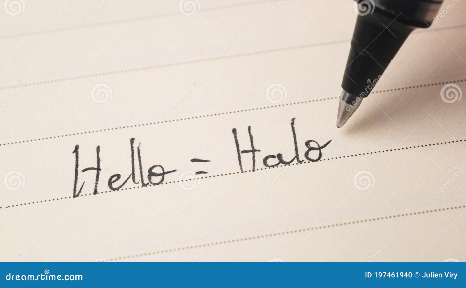 Beginner Indonesian Language Learner Writing Hello Word Halo for ...
