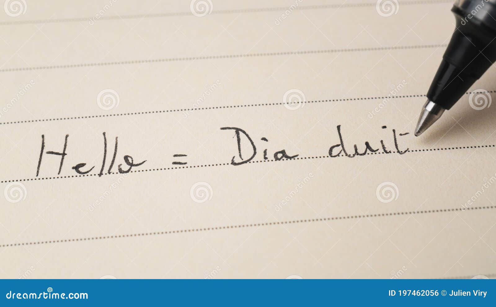 Beginner Irish Gaelic Language Learner Writing Hello Word Dia Duit for ...