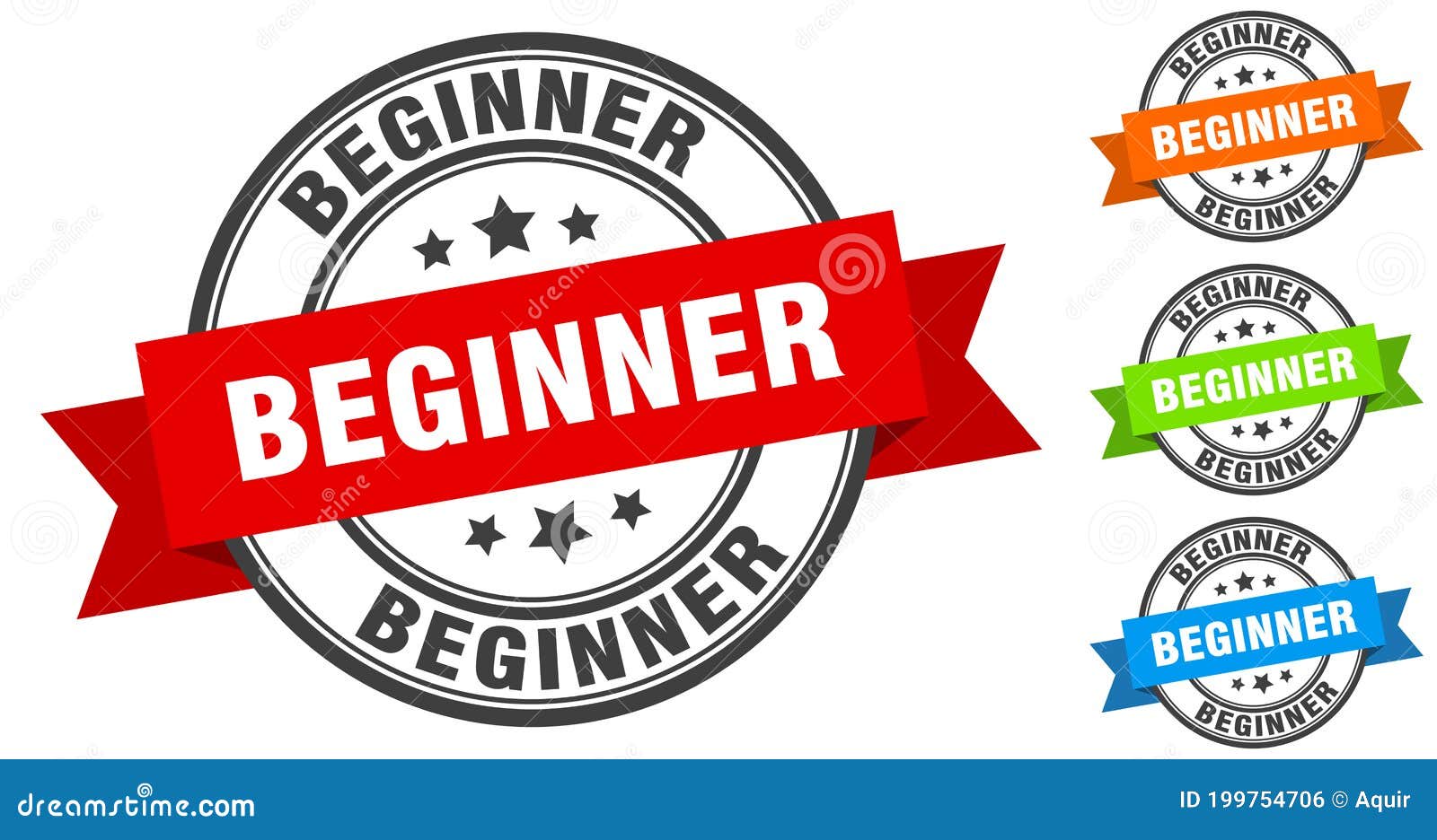 Beginner Stamp. Round Band Sign Set. Label Stock Vector - Illustration ...