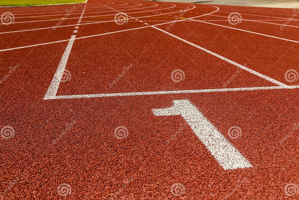 The Beginning of the Athletics Track. Stock Image - Image of compete ...