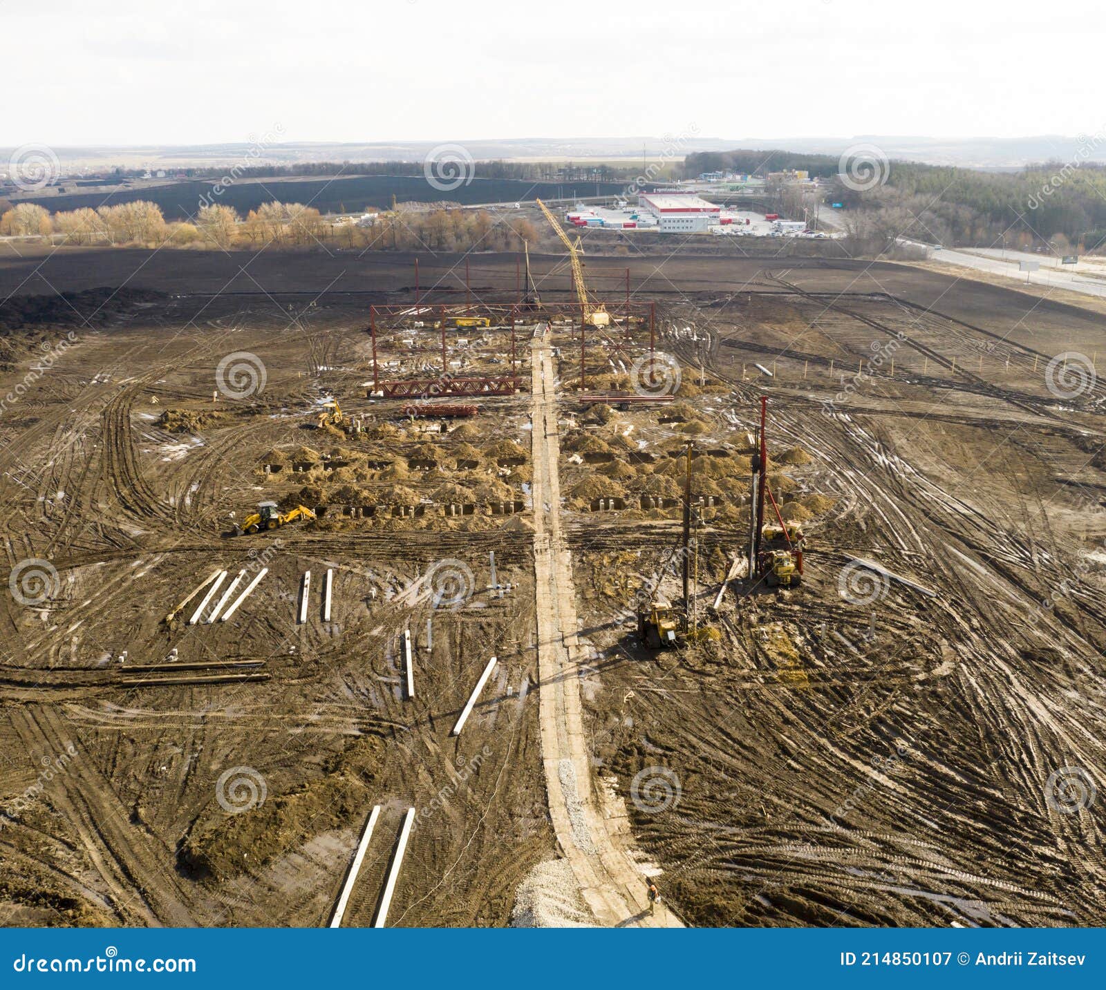 The Beginning of Big Construction. Driving in Piles. Foundation ...