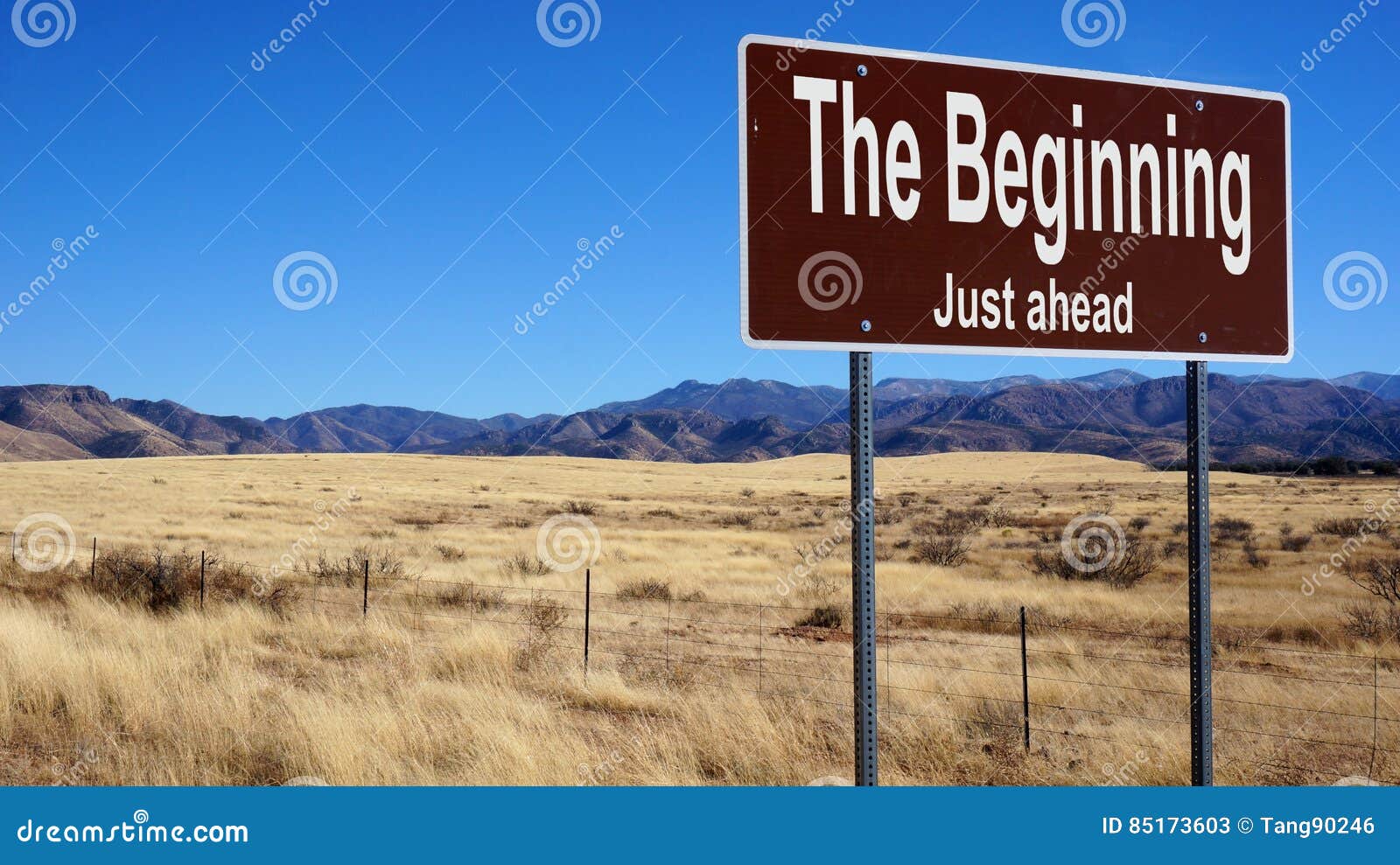 The Beginning Brown Road Sign Editorial Stock Photo - Image of opener ...