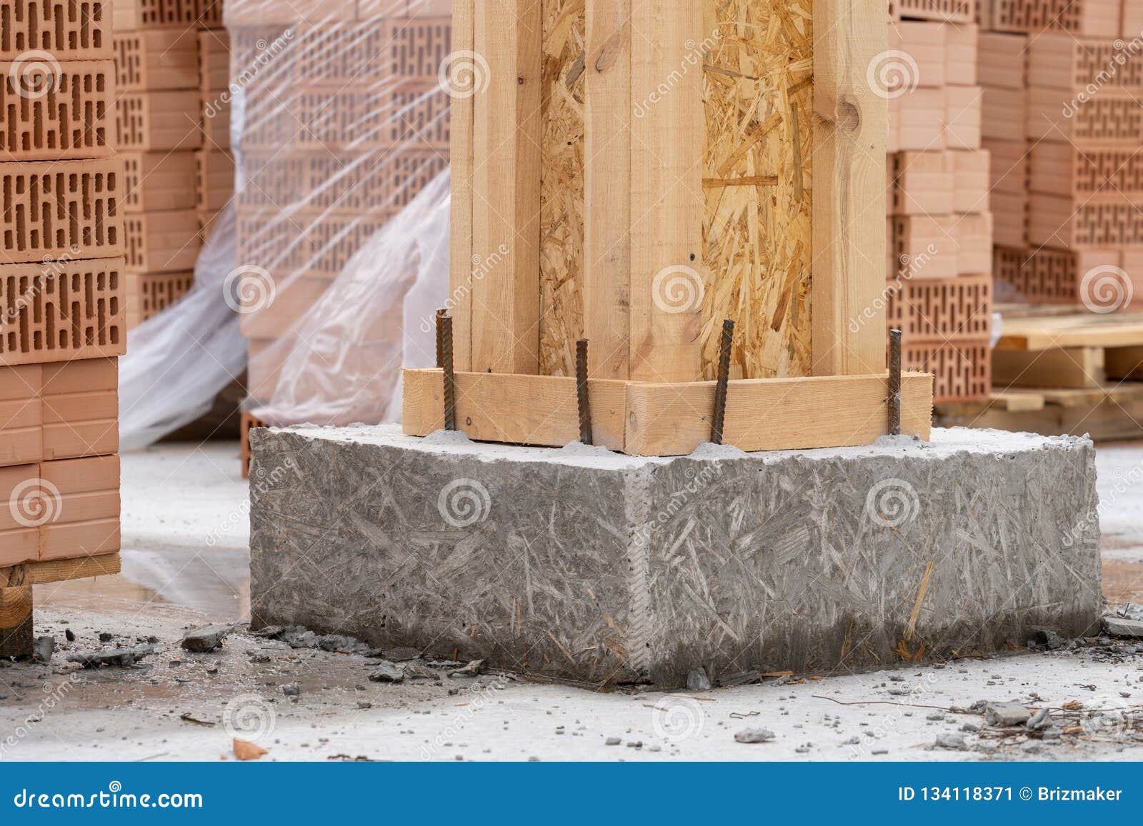 Beginning of the Construction Residential Building. Close Up Photo of ...