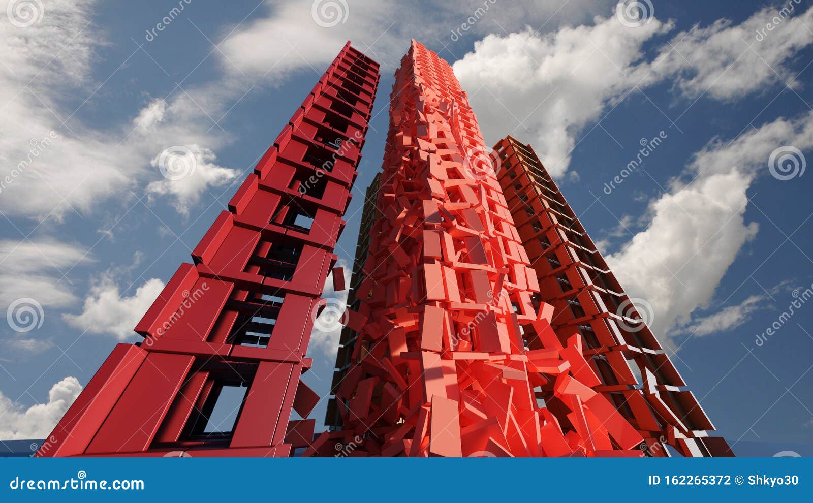 Beginning of Falling Down of Principal Tower of Blocks in Four ...