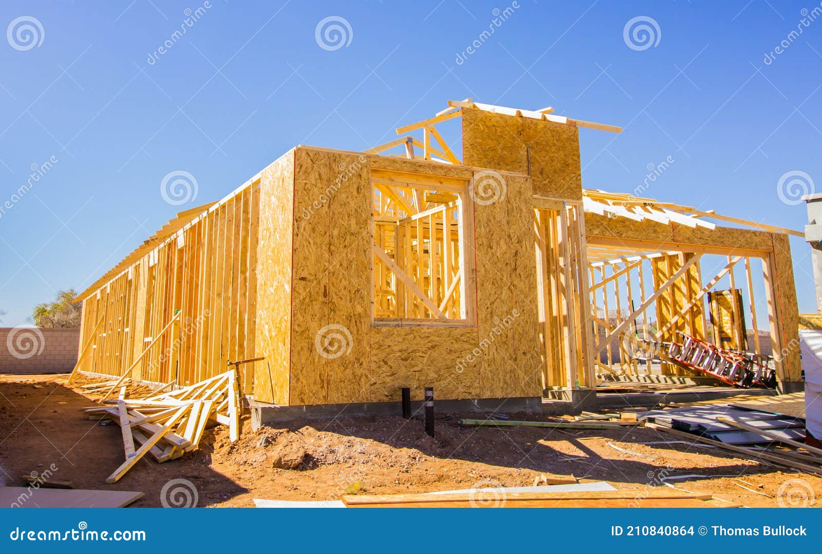 Beginning Framing Stage of New Home Construction Stock Photo - Image of ...