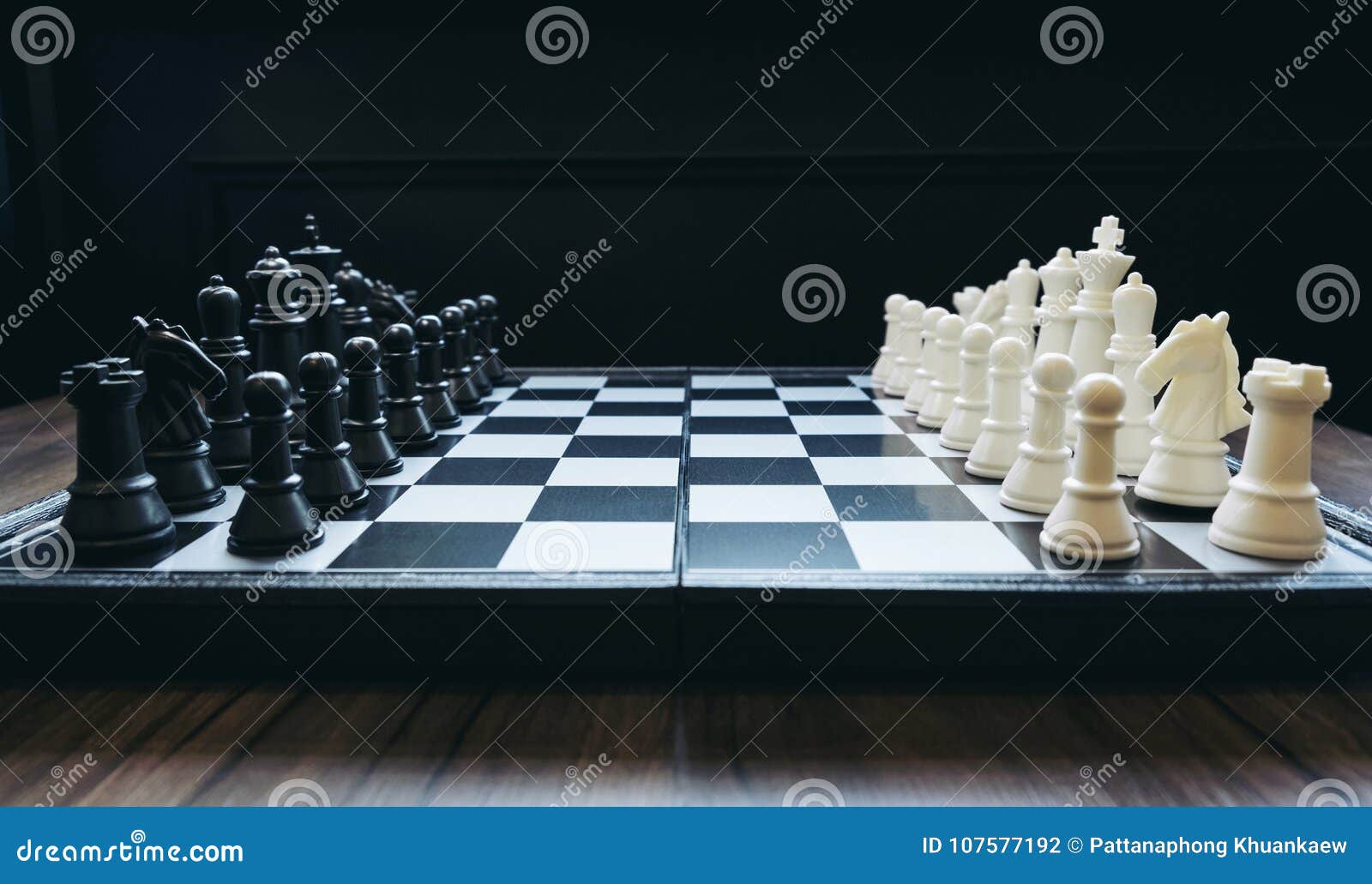 Beginning of the Game, Two Chess Teams in Front of Different Col Stock ...