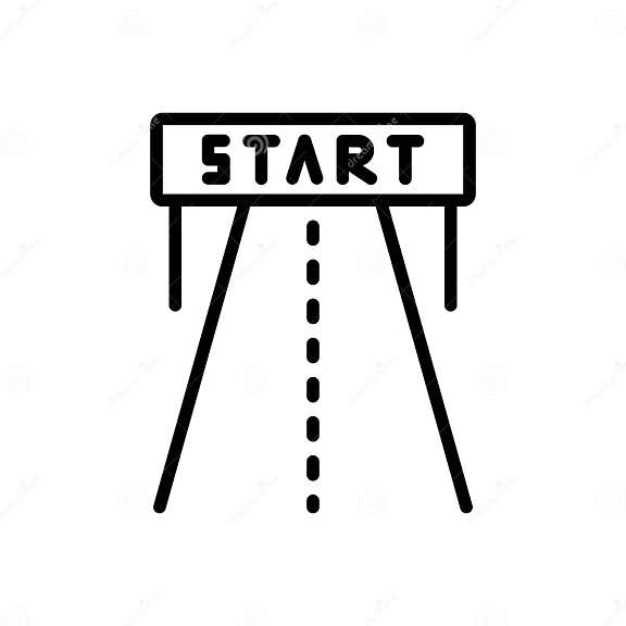 Black Line Icon for Beginning, Start Up and Competition Stock Vector ...