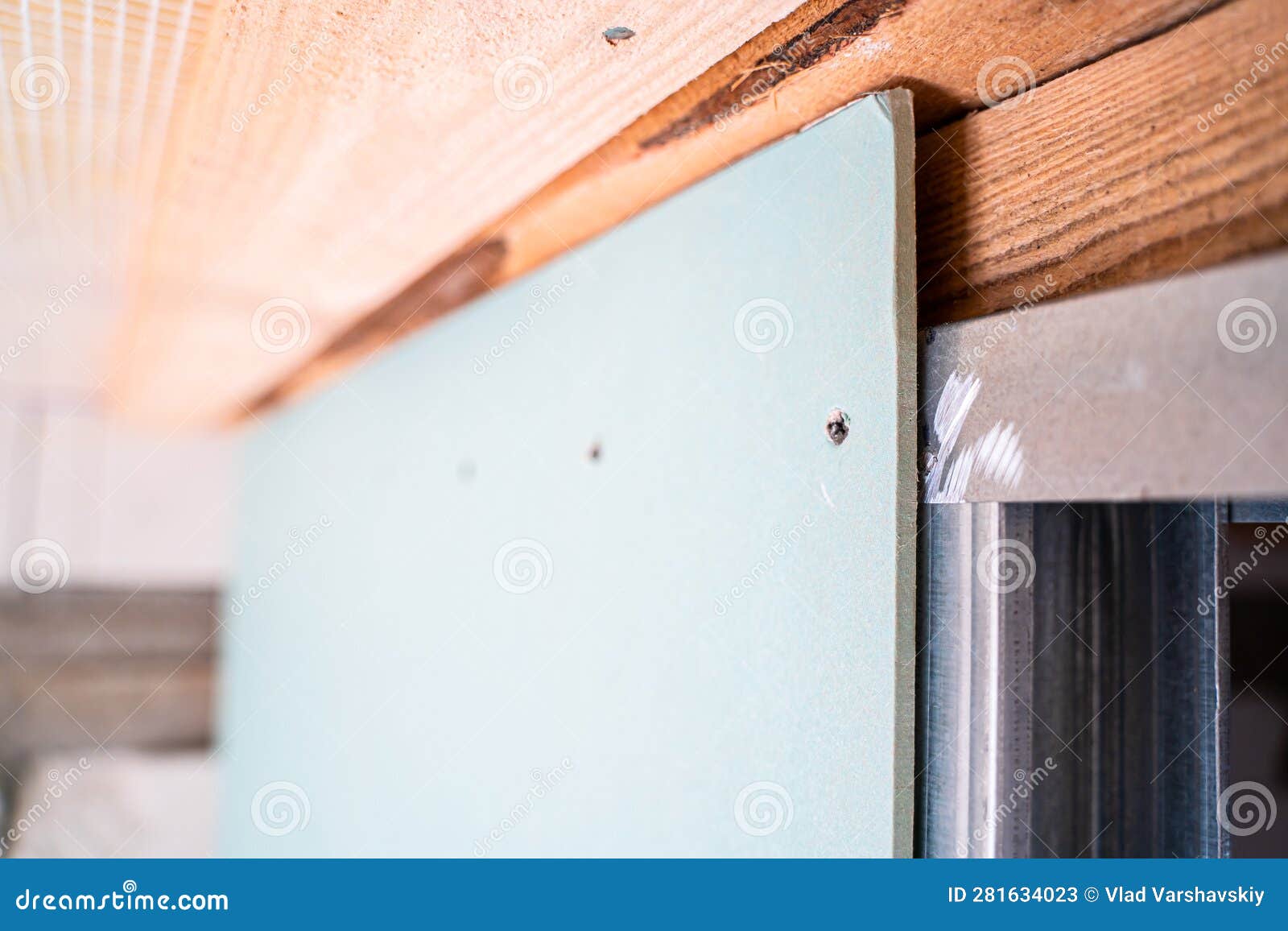 The Beginning of the Process of Sheathing the Frame with Drywall. One ...