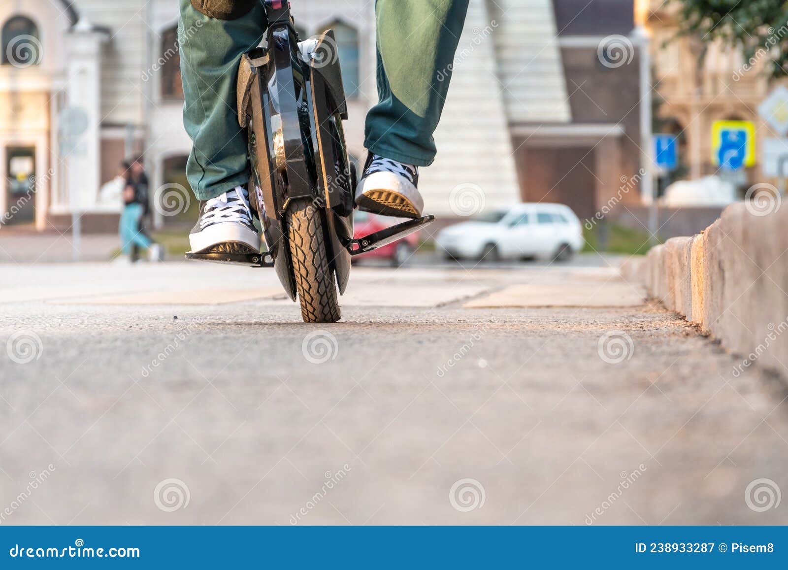 The Beginning of Riding an Electric Unicycle EUC Stock Image - Image of ...