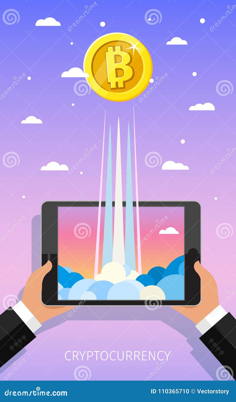 Begrepp av Crypto-valuta vektor illustrationer. Illustration av pengar ...