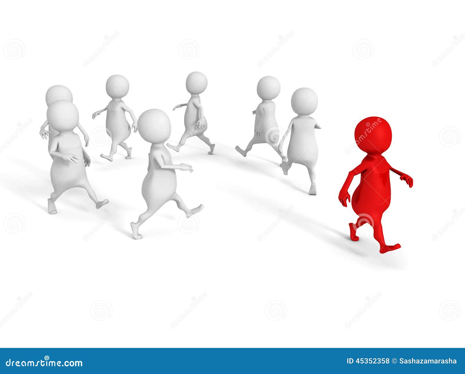 Begriffsroter Mann Der Einzelperson 3d Heraus Von Der Weißen Gruppe ...