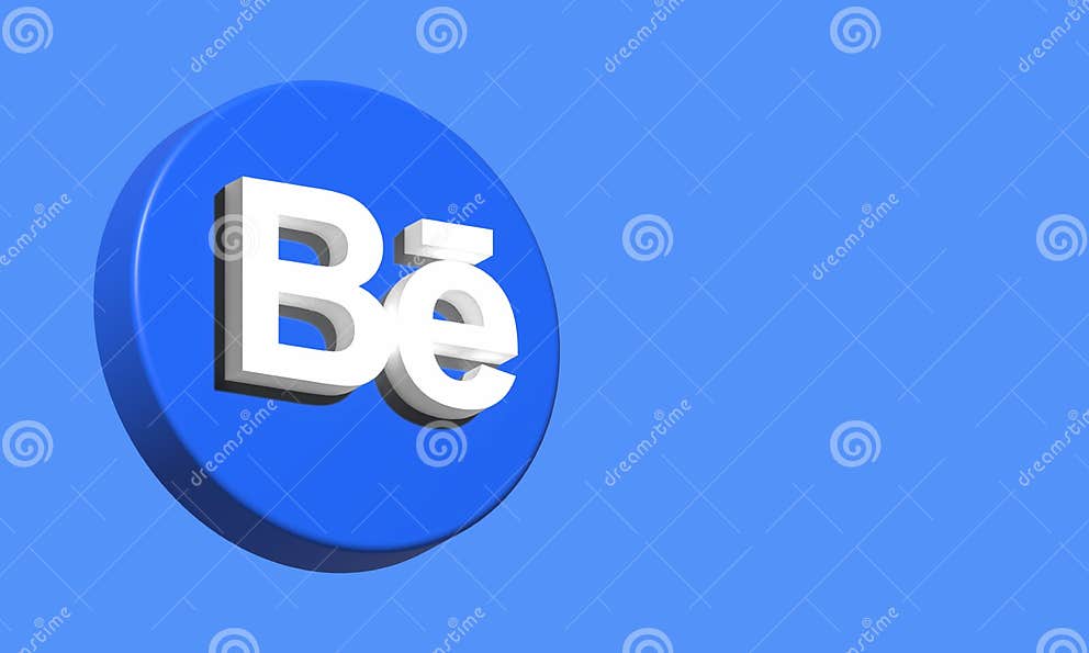 Behance Circle Button Icon 3D. Elegant Template Blank Space Editorial ...