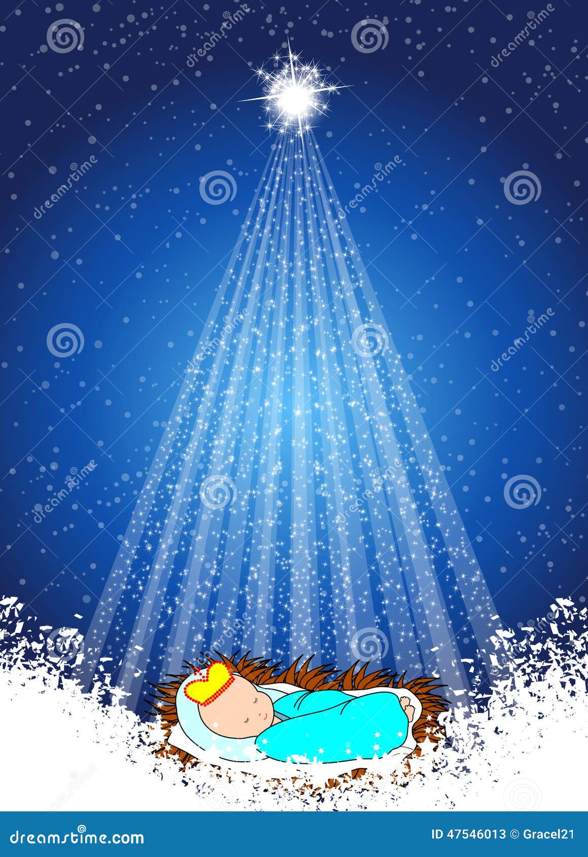 Behandla Som Ett Barn Jesus I Krubban Vektor Illustrationer ...