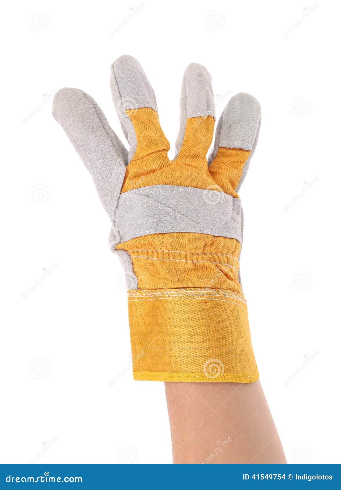 Behandschuhte Hand, Die Finger Vier Zeigt Stockfoto - Bild von ...