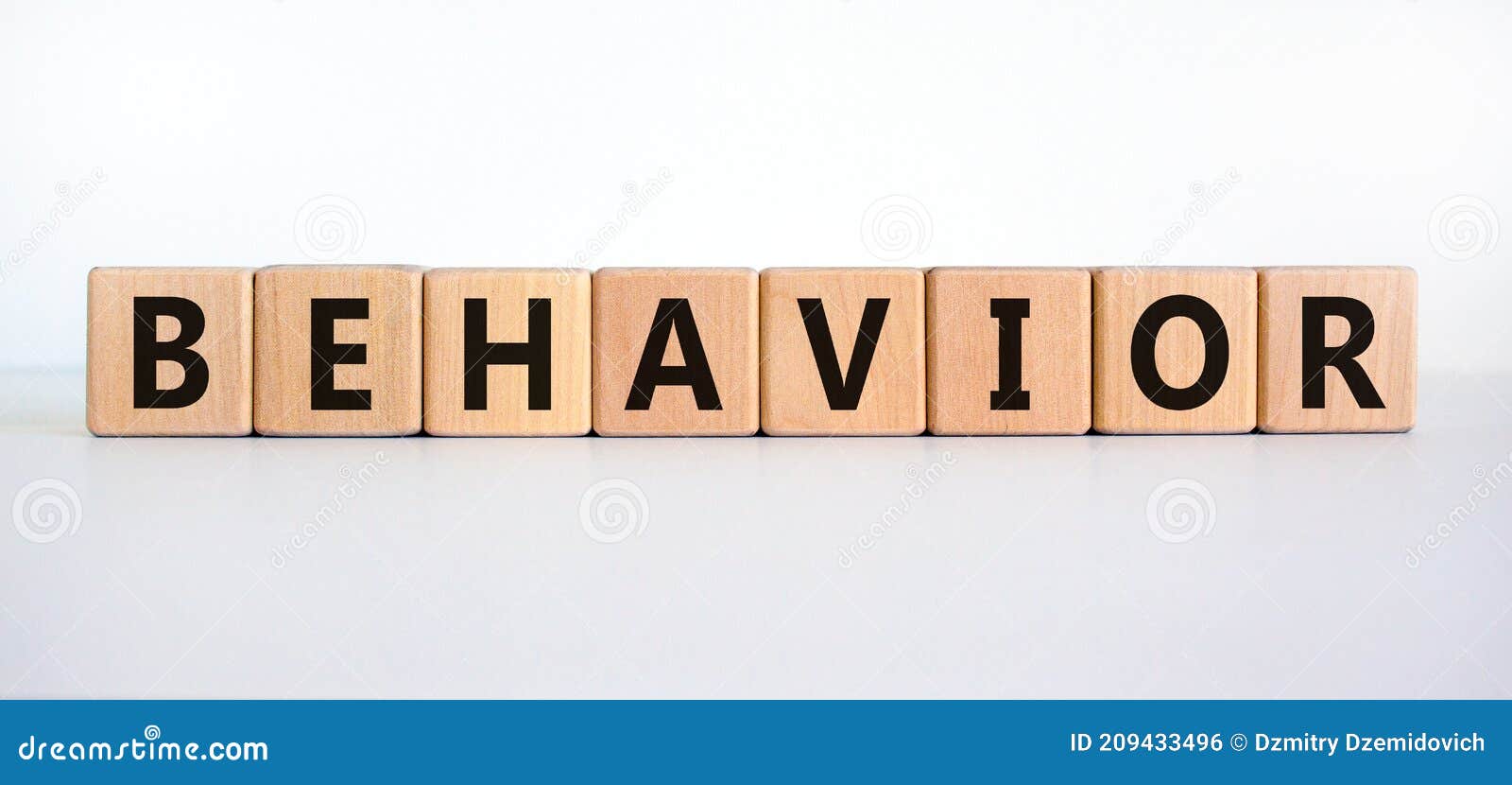 Behavior Symbol Wooden Cubes With Word `behavior` Beautiful White