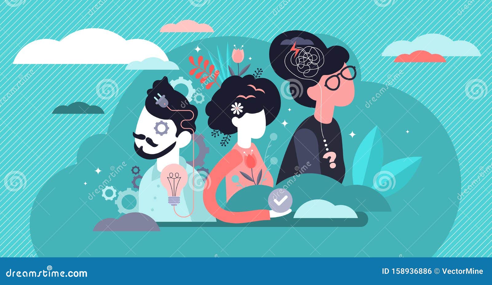 Behavior Vector Illustration. Flat Tiny Feelings Expression Persons ...