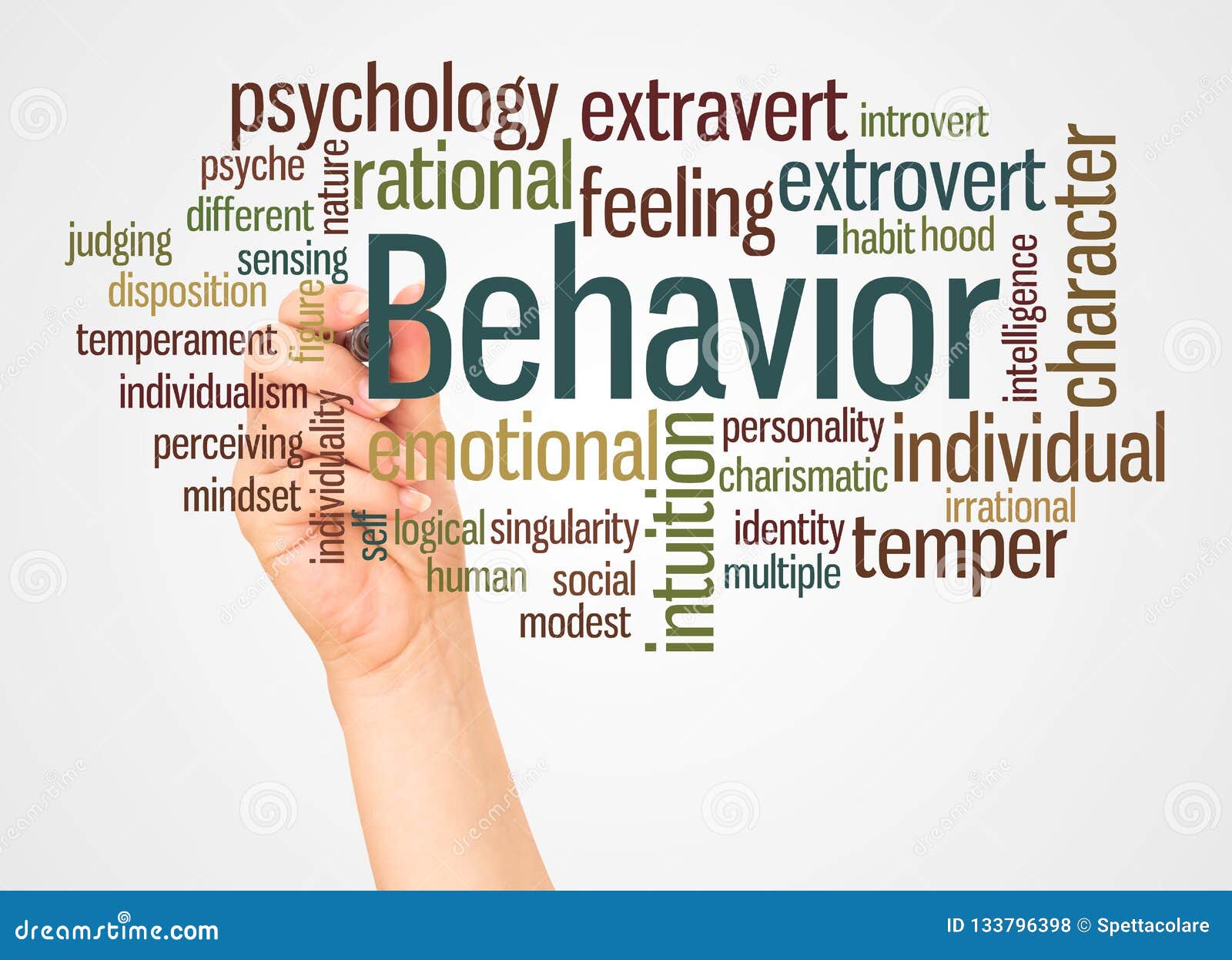 Behavior Word Cloud and Hand with Marker Concept Stock Illustration ...