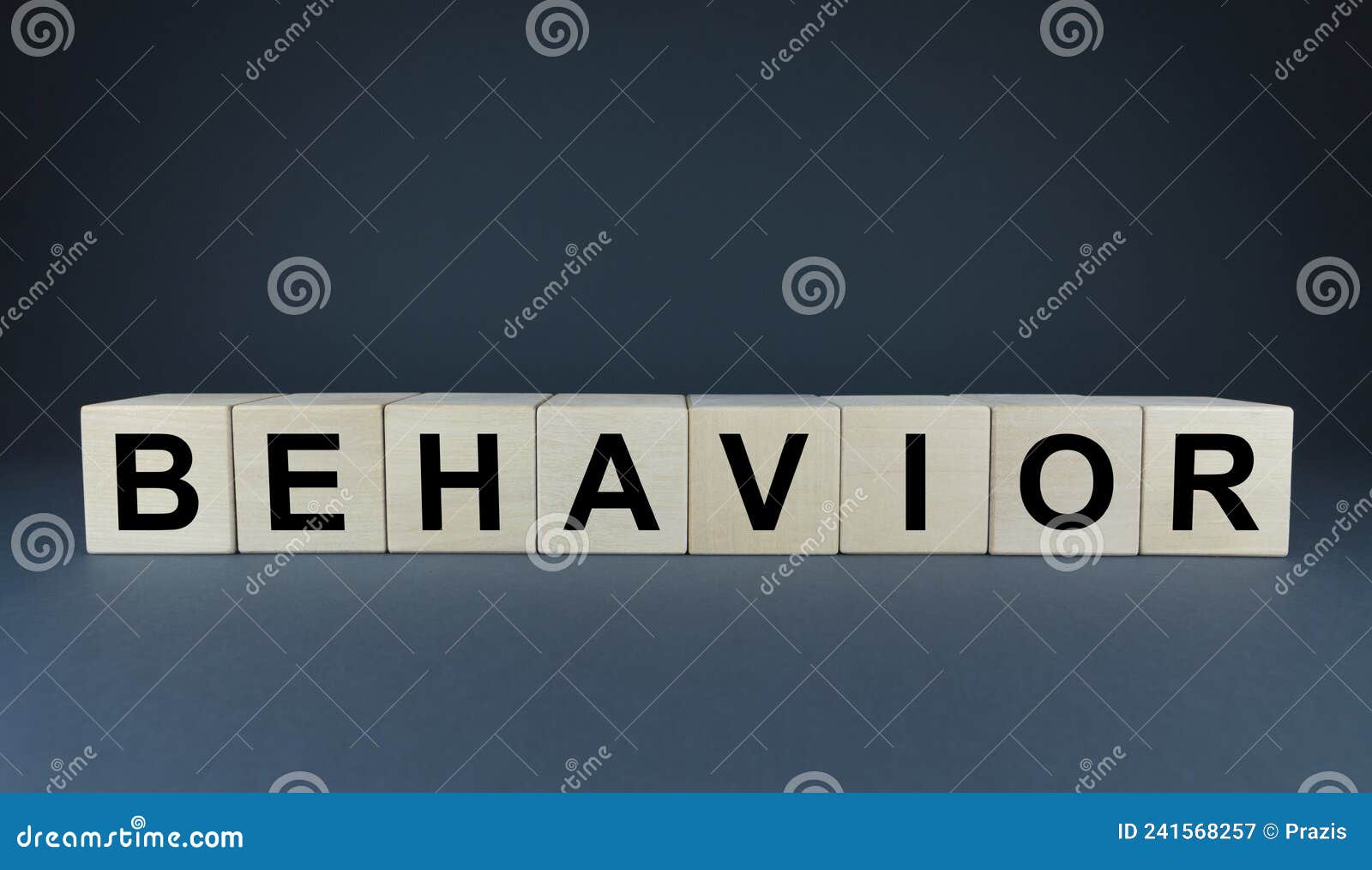 Behavior - Word on Cubes on a Blue Background Stock Image - Image of ...
